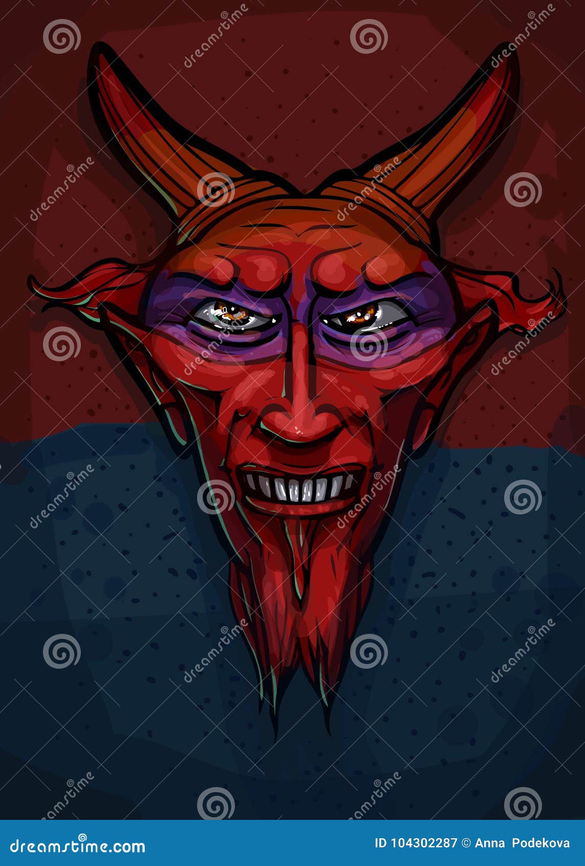 Red Anxious Devil Head with Horns. Happy Halloween. Stock Vector ...
