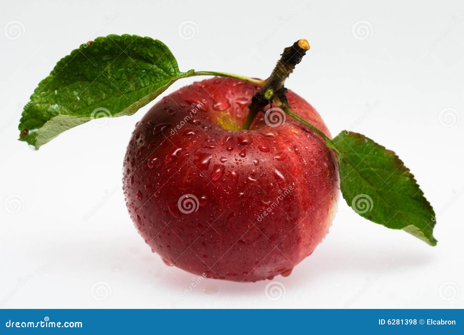 Red apple stock photo. Image of water, juicy, stem, shape - 6281398