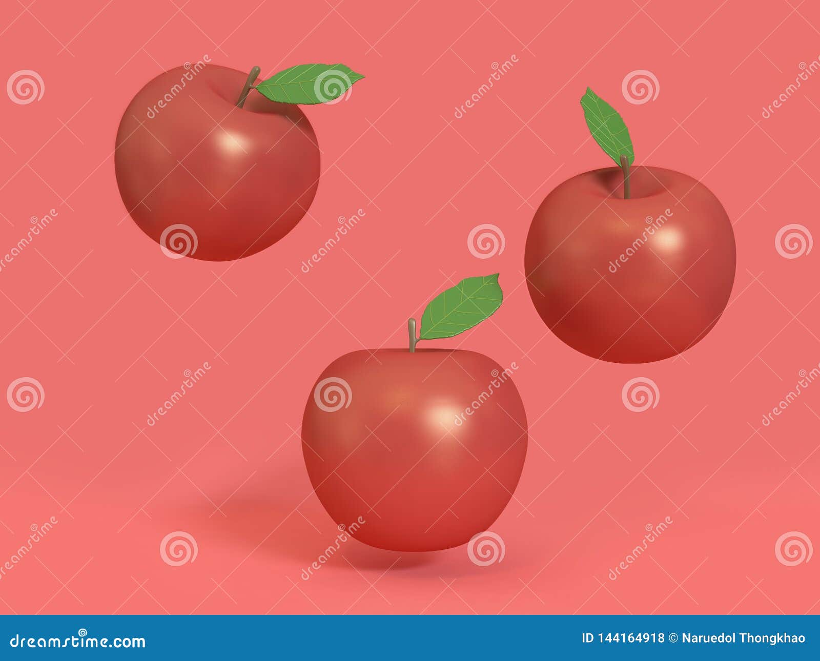 Red Apple Abstract Floating Red Background 3d Render Stock Illustration ...