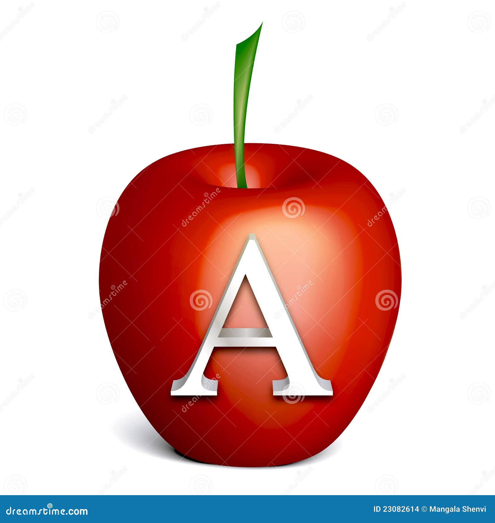 Red apple with alphabet a stock vector. Illustration of health - 23082614