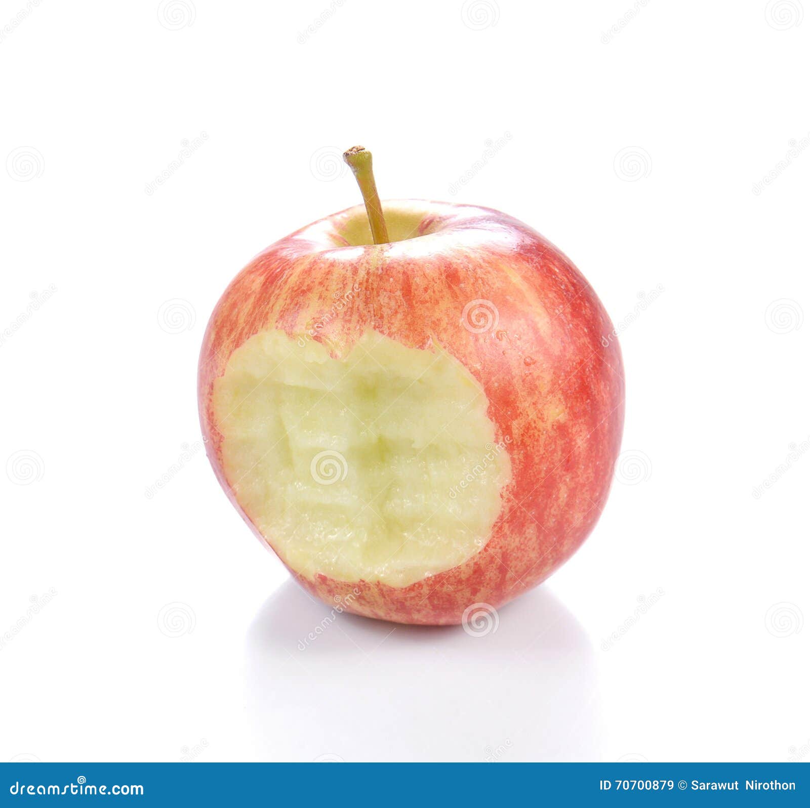 Red Apple Apple with Bite on White Background. Stock Image - Image of ...