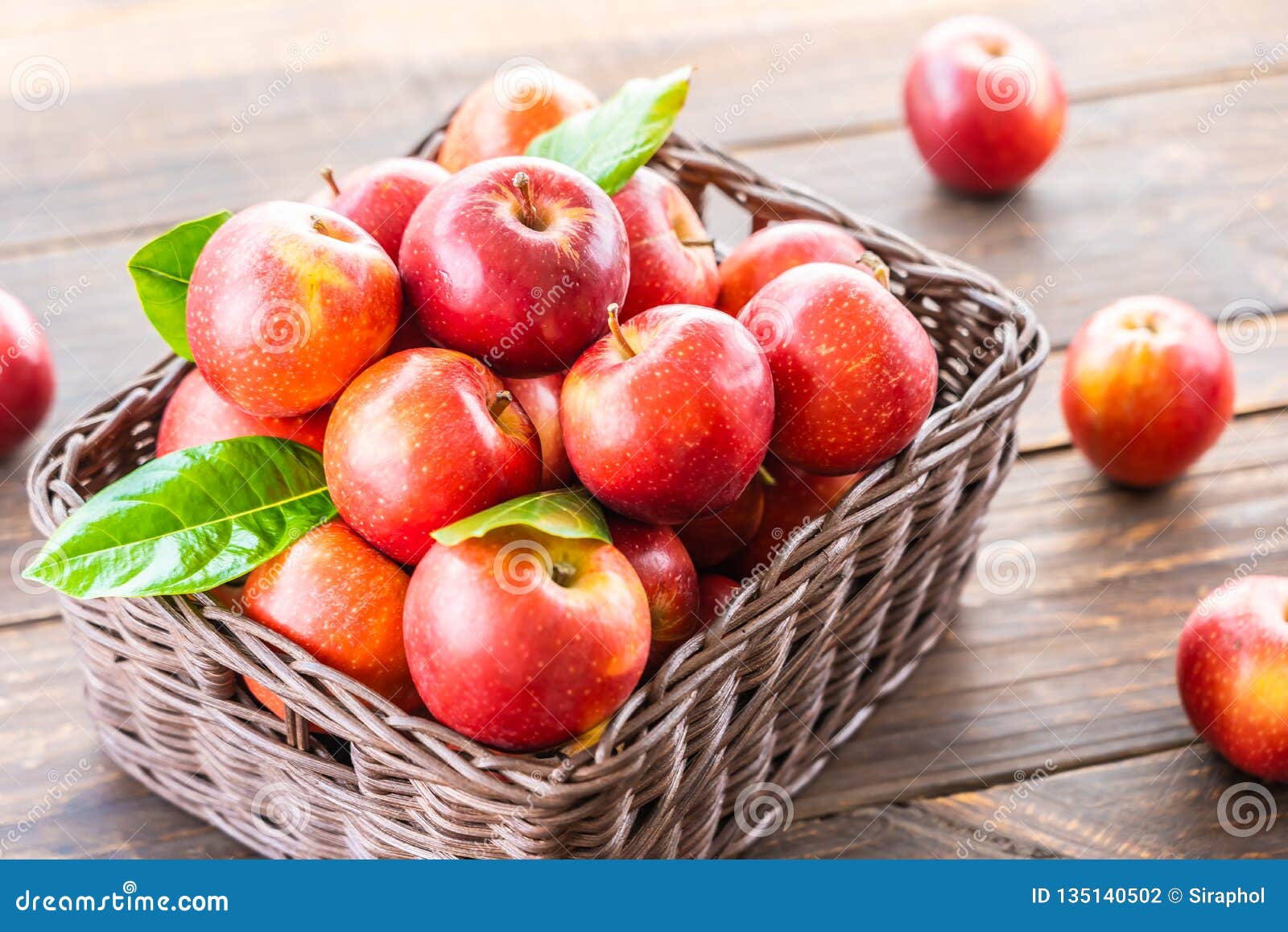 Red apple in basket stock photo. Image of organic, closeup - 135140502