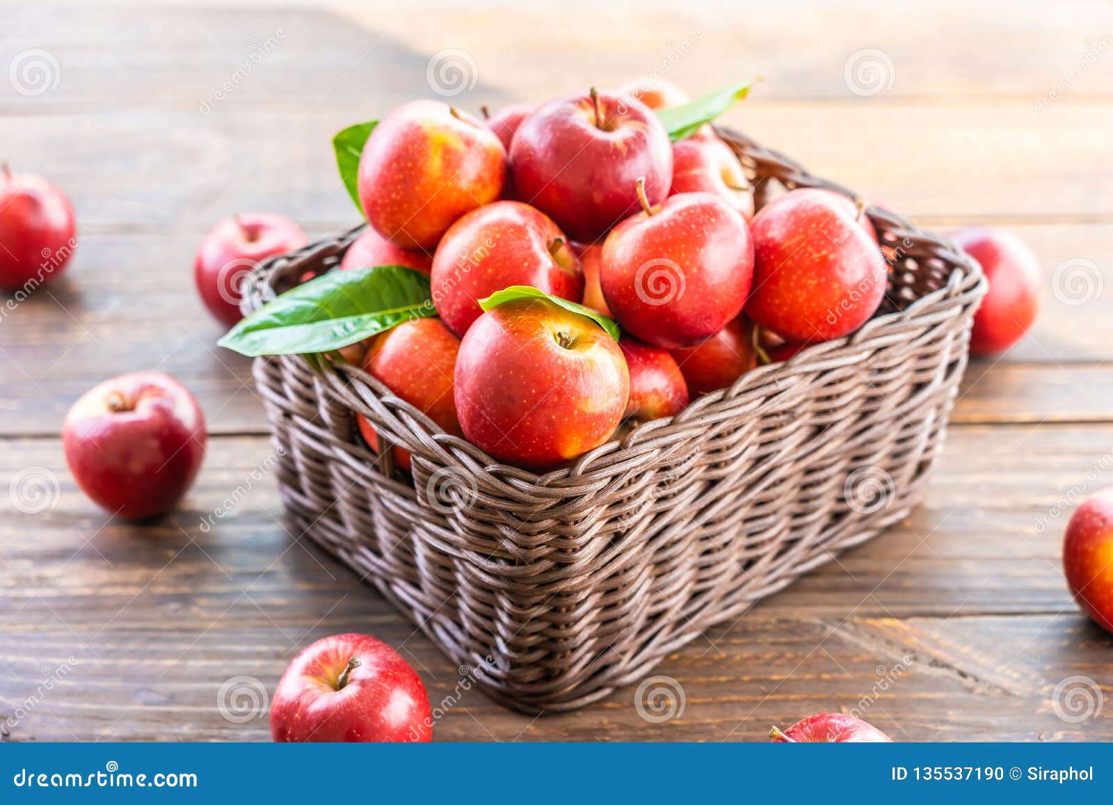 Red apple in basket stock photo. Image of color, juicy - 135537190