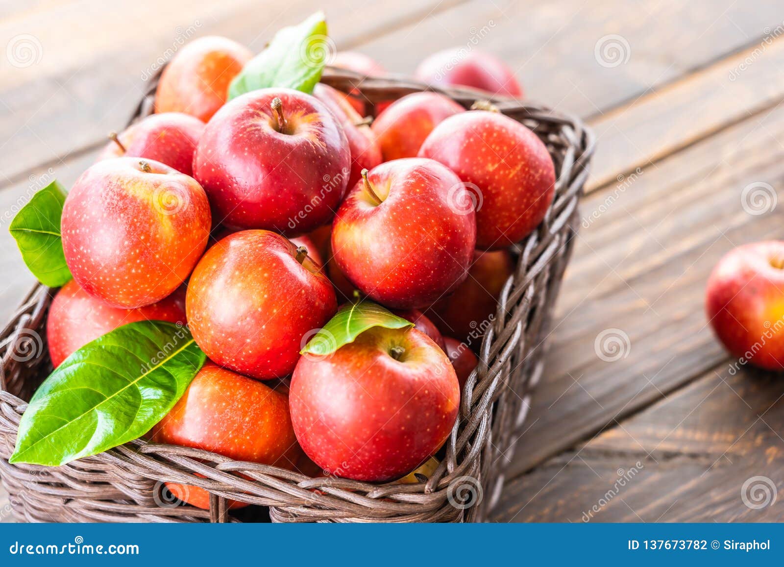 Red apple in basket stock photo. Image of fruit, freshness - 137673782
