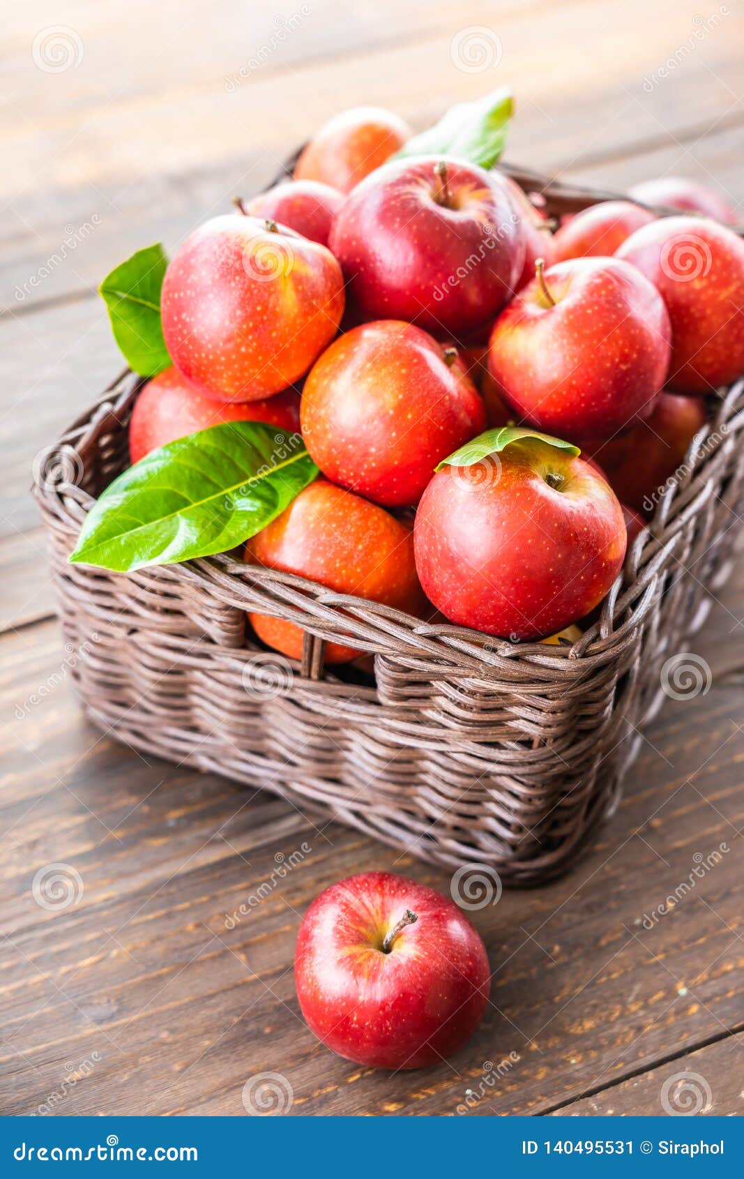 Red apple in basket stock image. Image of garden, nature - 140495531