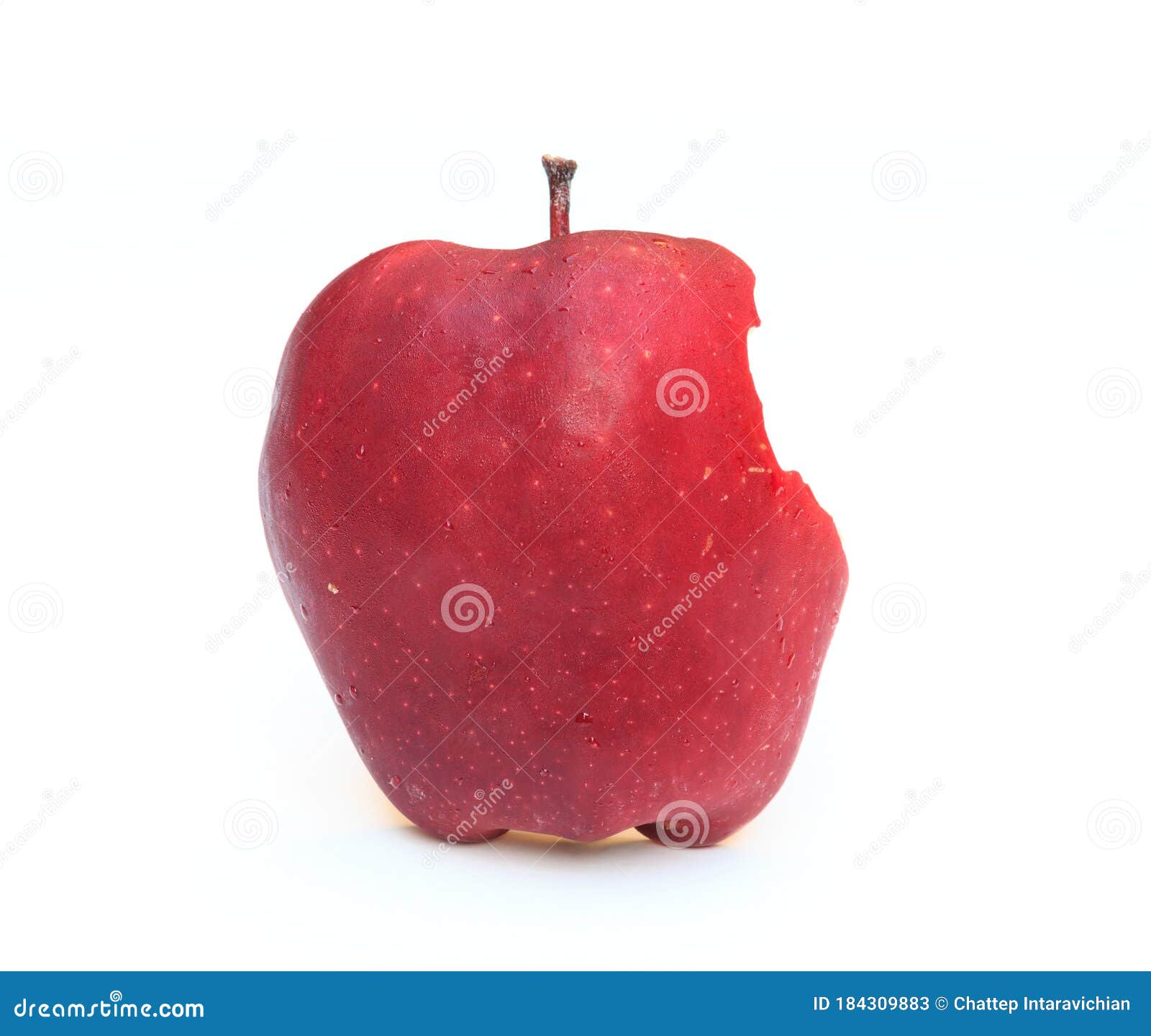Red Apple with Bite Marks Placed on a White Background. Stock Image ...