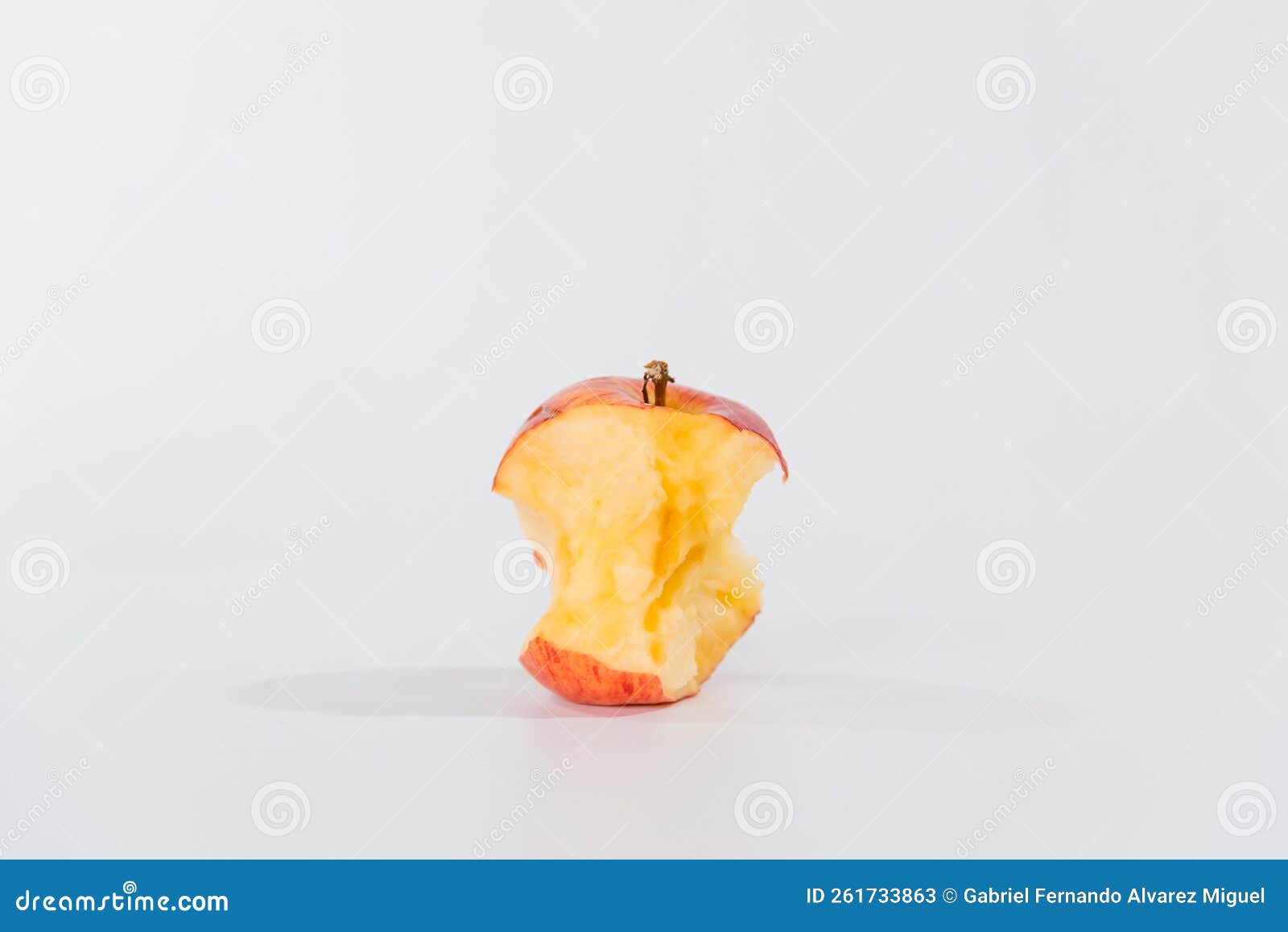 Red Apple Bitten on a Table Stock Image - Image of single, healthy ...