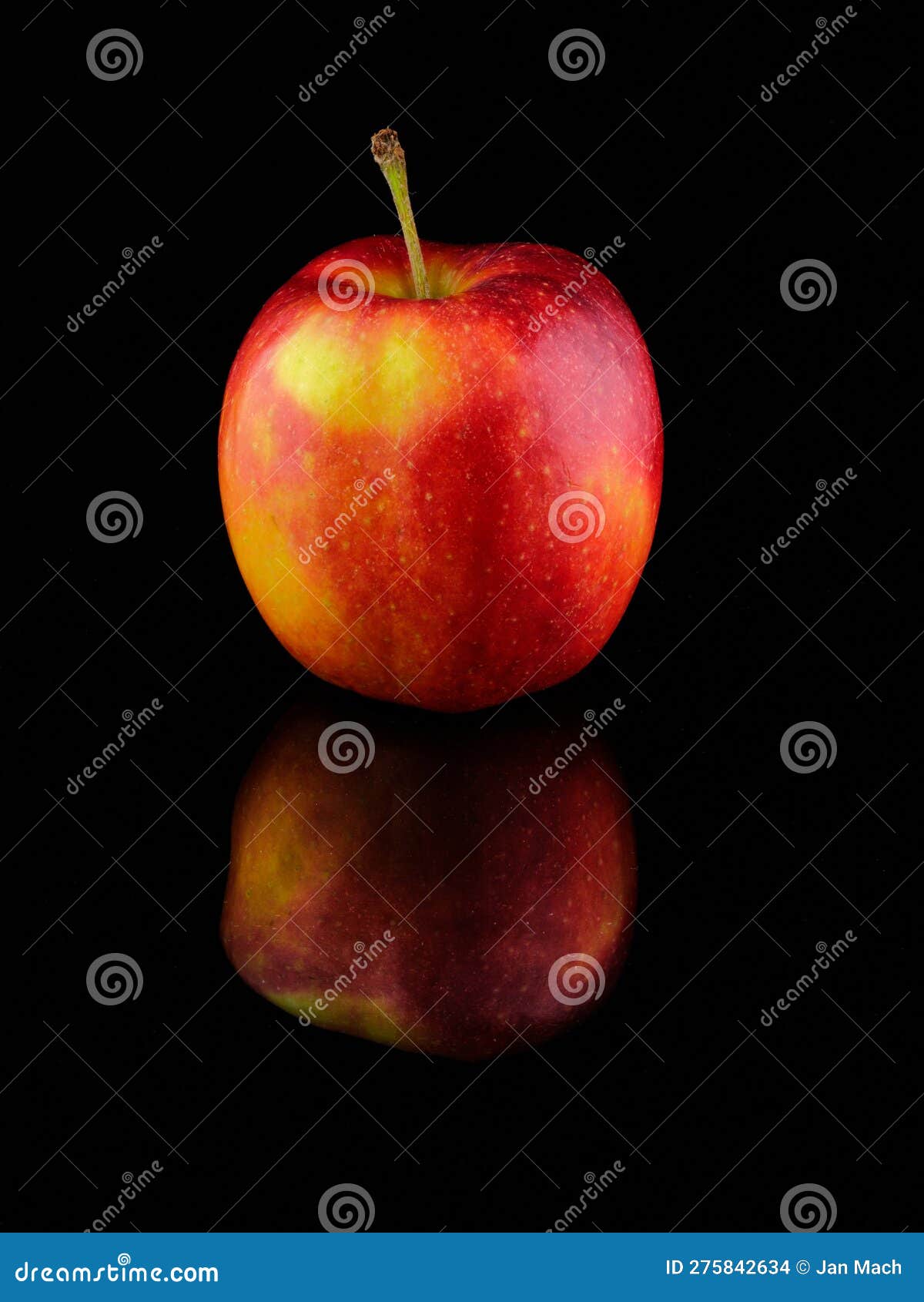 Red Apple on Black Background Stock Photo - Image of food, yellow ...