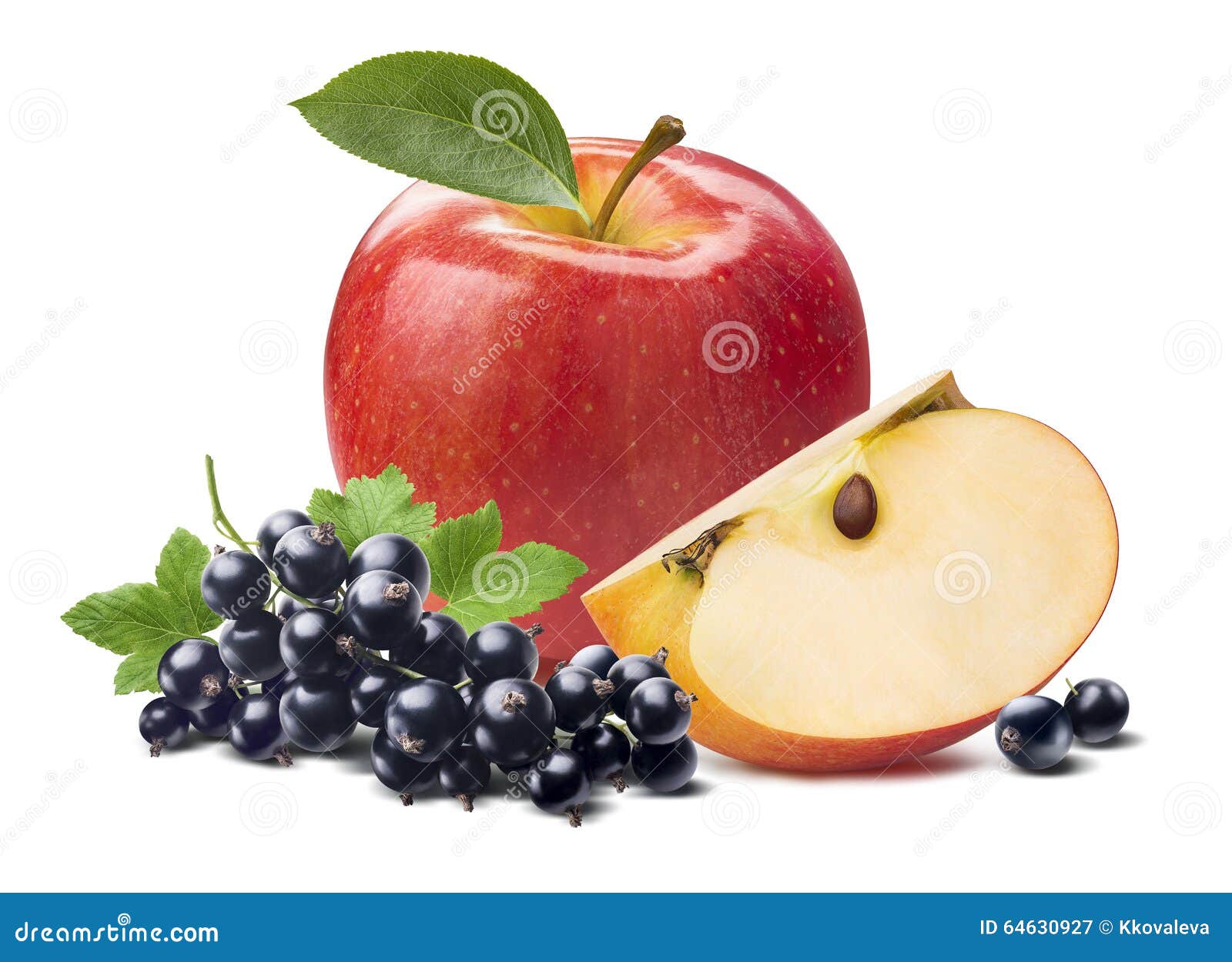 Red Apple Black Currant Isolated on White Background Stock Image ...
