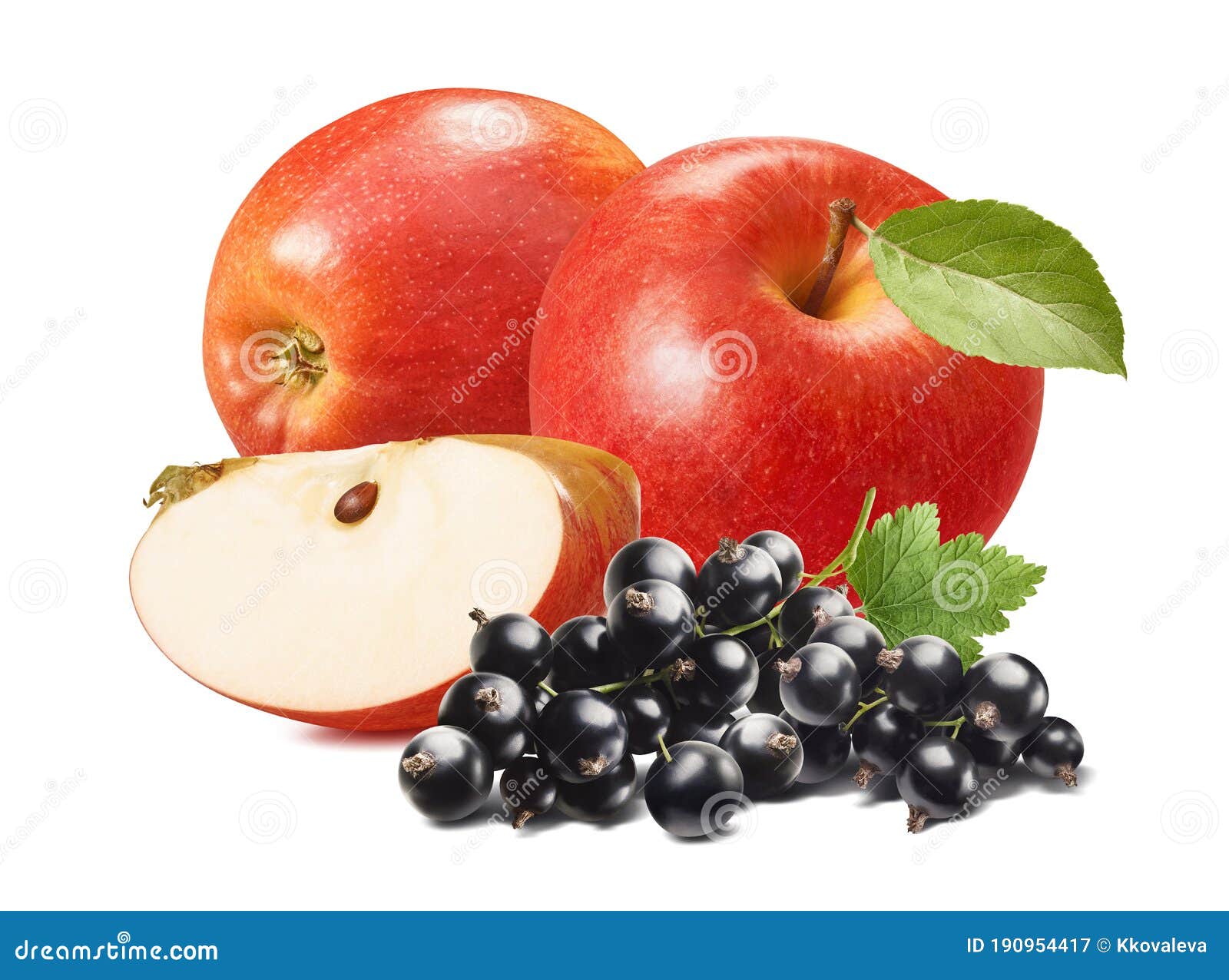 Red Apple and Black Currant Isolated on White Background Stock Image ...