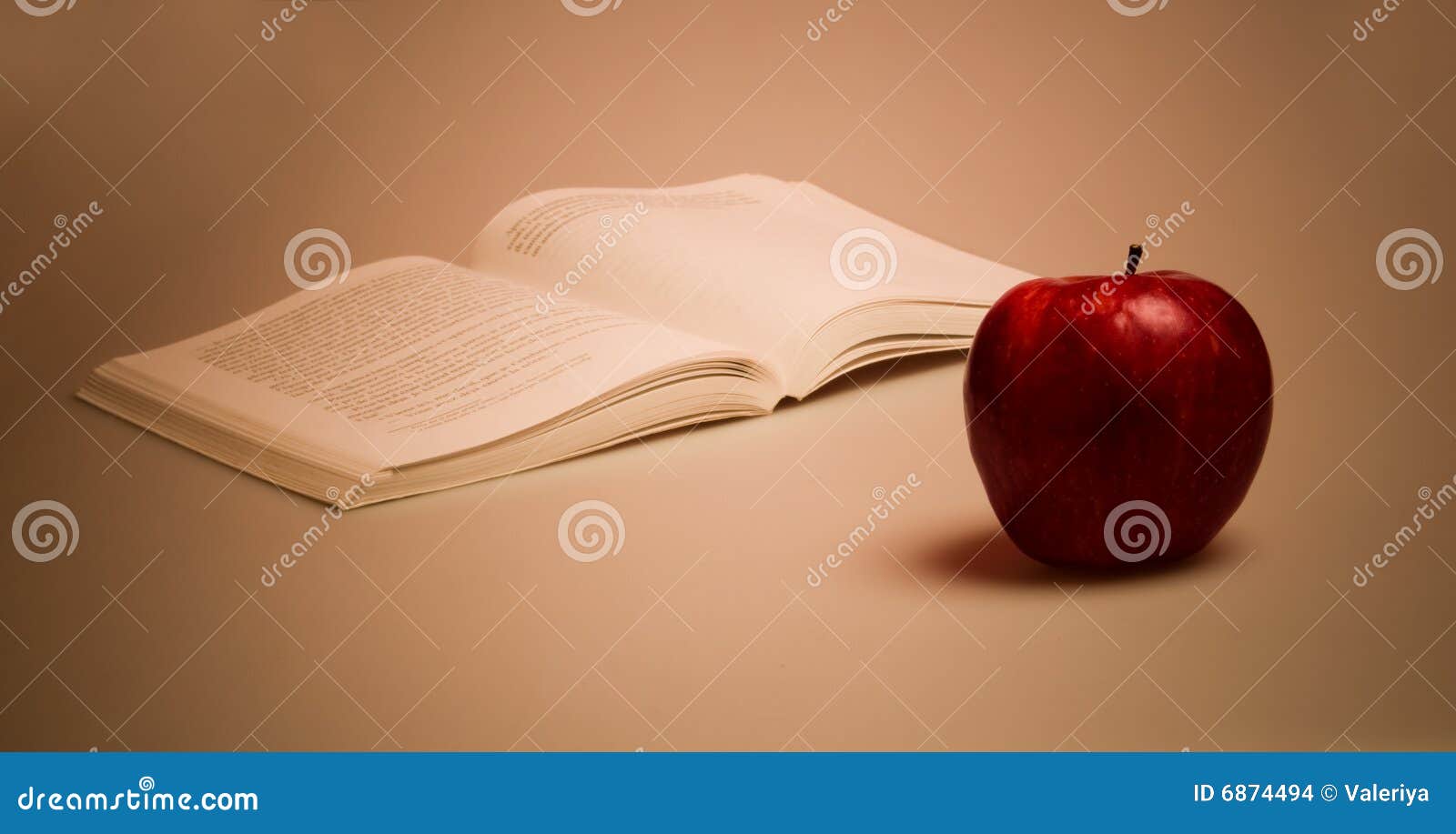 Red apple and book stock photo. Image of paper, open, read - 6874494
