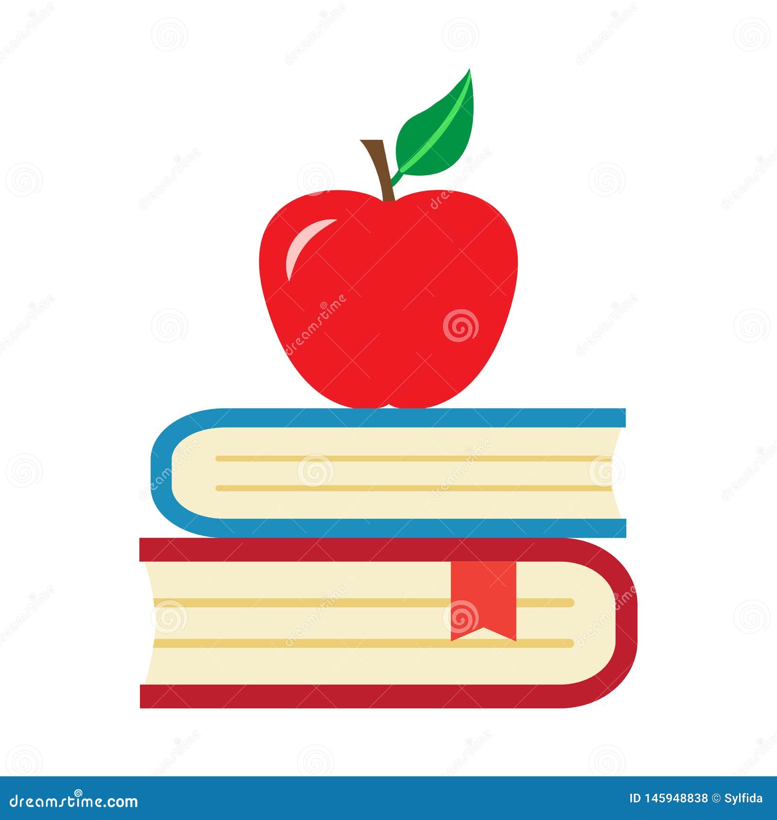 Red Apple and Books. Vector Illustration Stock Illustration ...