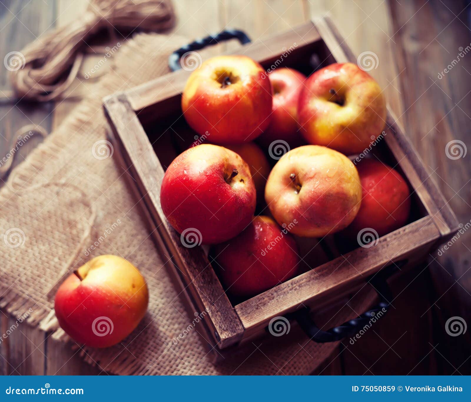 Red apple box stock image. Image of healthy, jute, food - 75050859