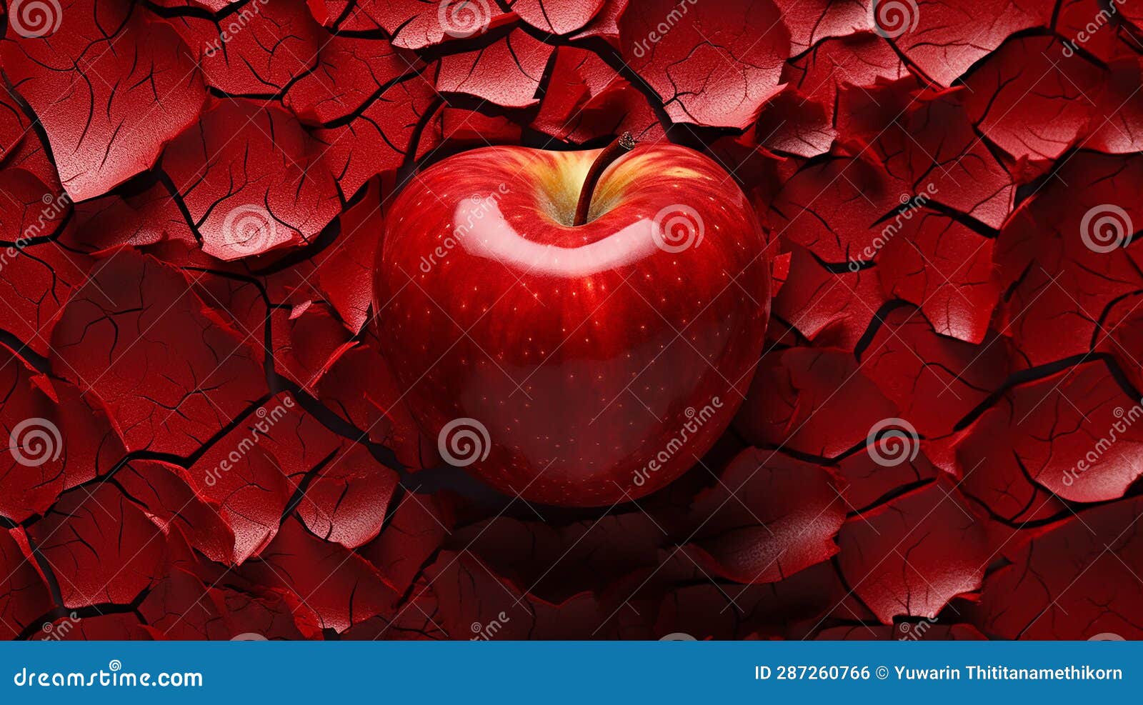 Red Apple on Broken Ground. Generative AI Stock Illustration ...