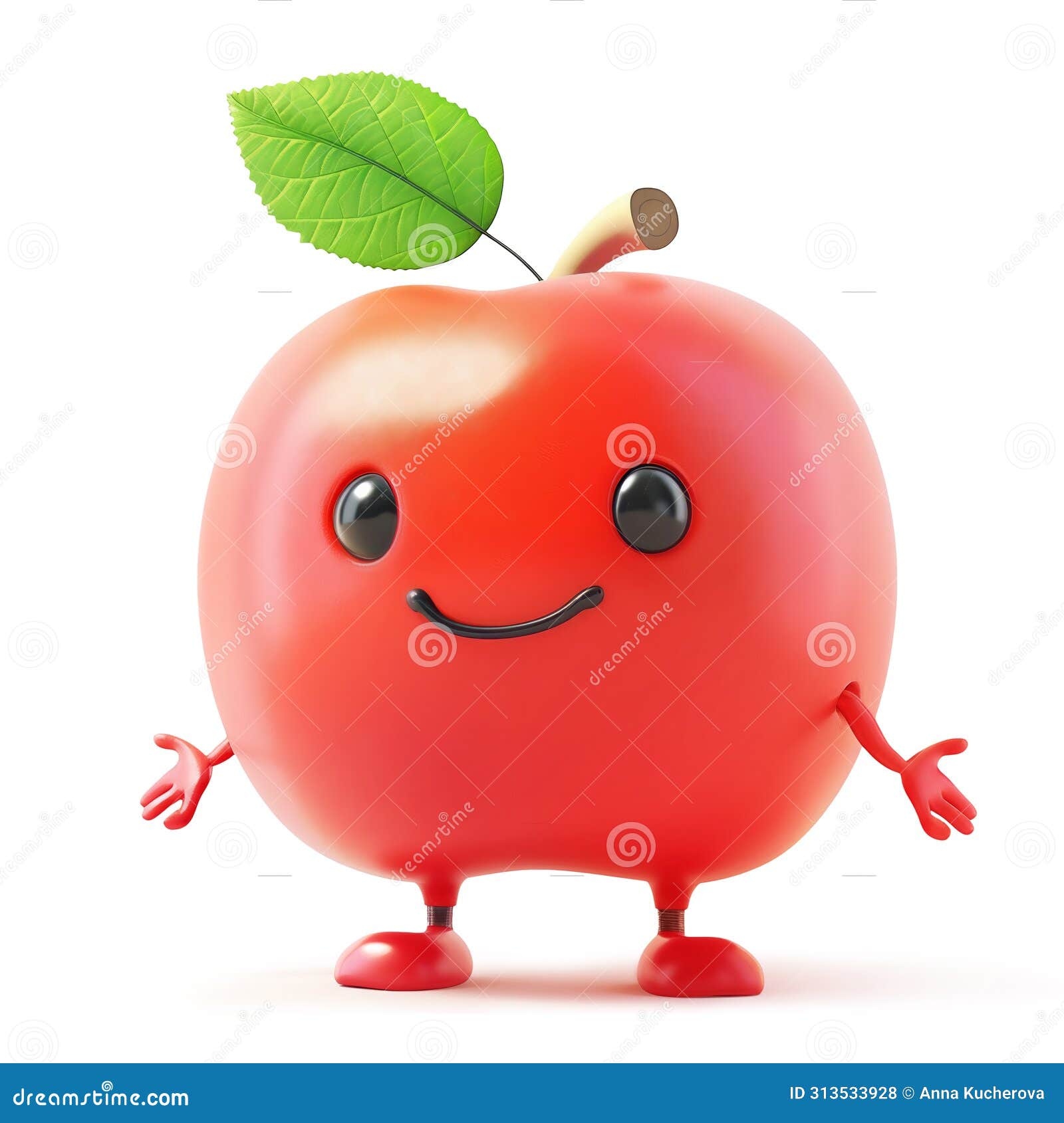 Red Apple Character with Arms and Legs and a Smiling Face Stock ...