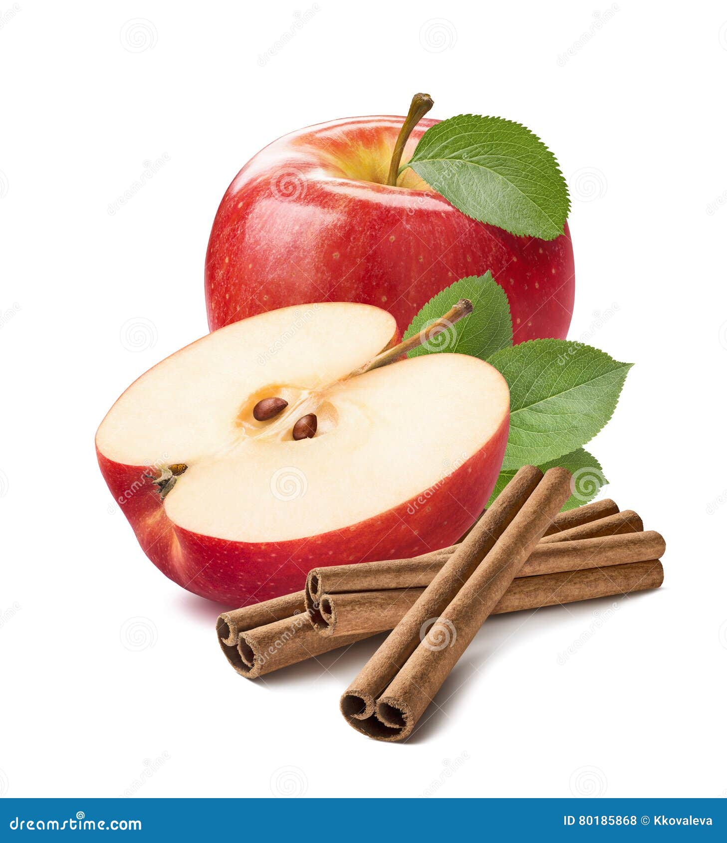Red Apple Cinnamon Sticks Vertical Isolated on White Stock Photo ...