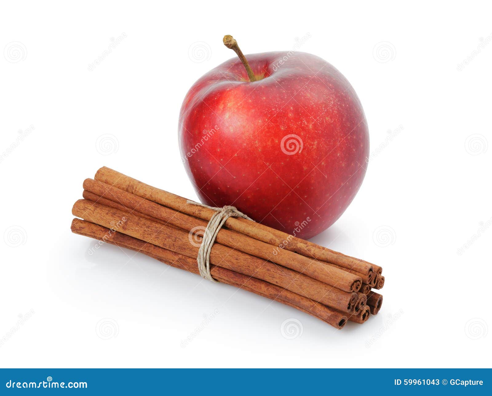 Red Apple with Cinnamon Sticks on White Stock Image - Image of relish ...