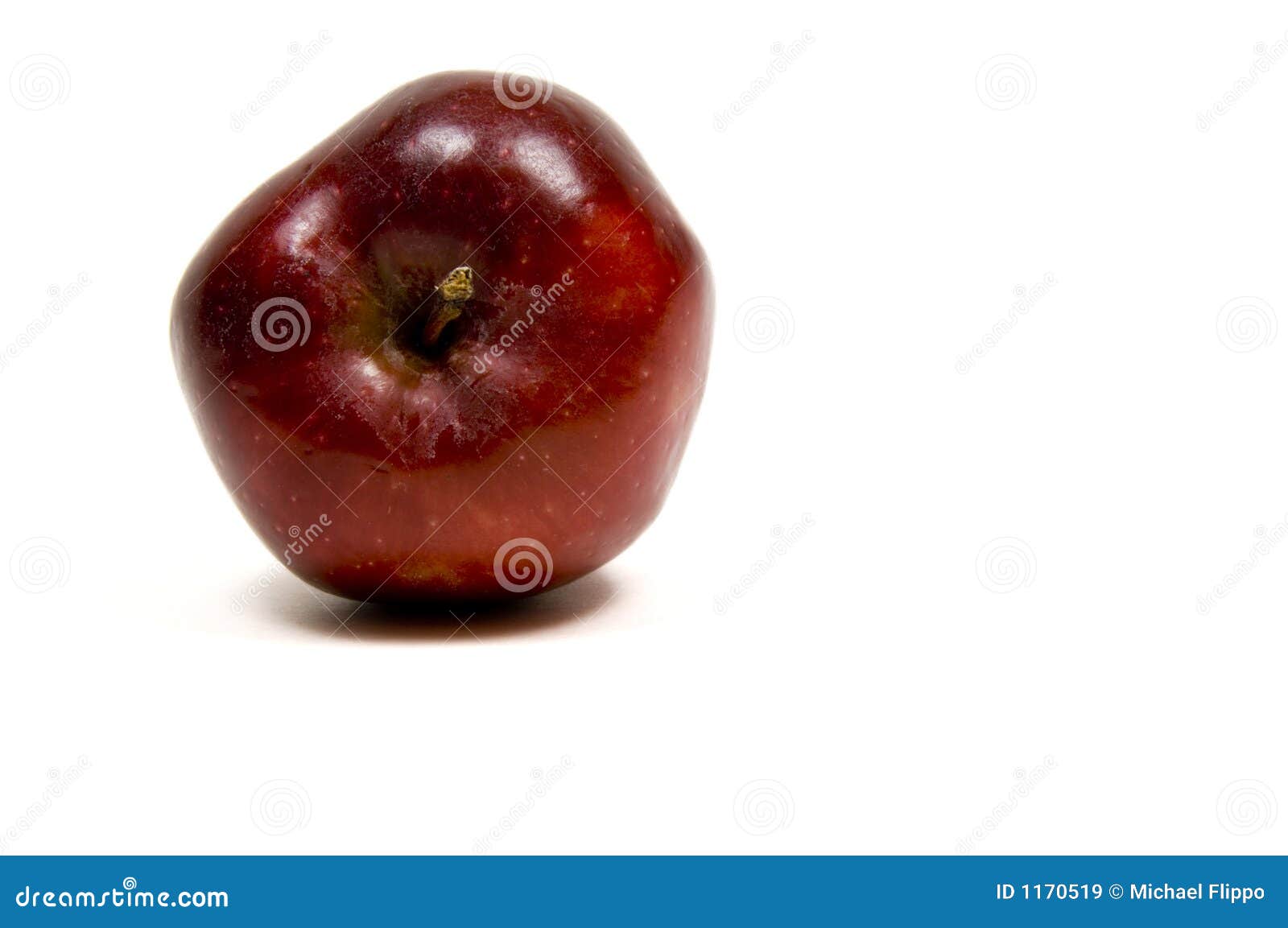 Red Apple Close Up from on Top on White Stock Image - Image of fruit ...