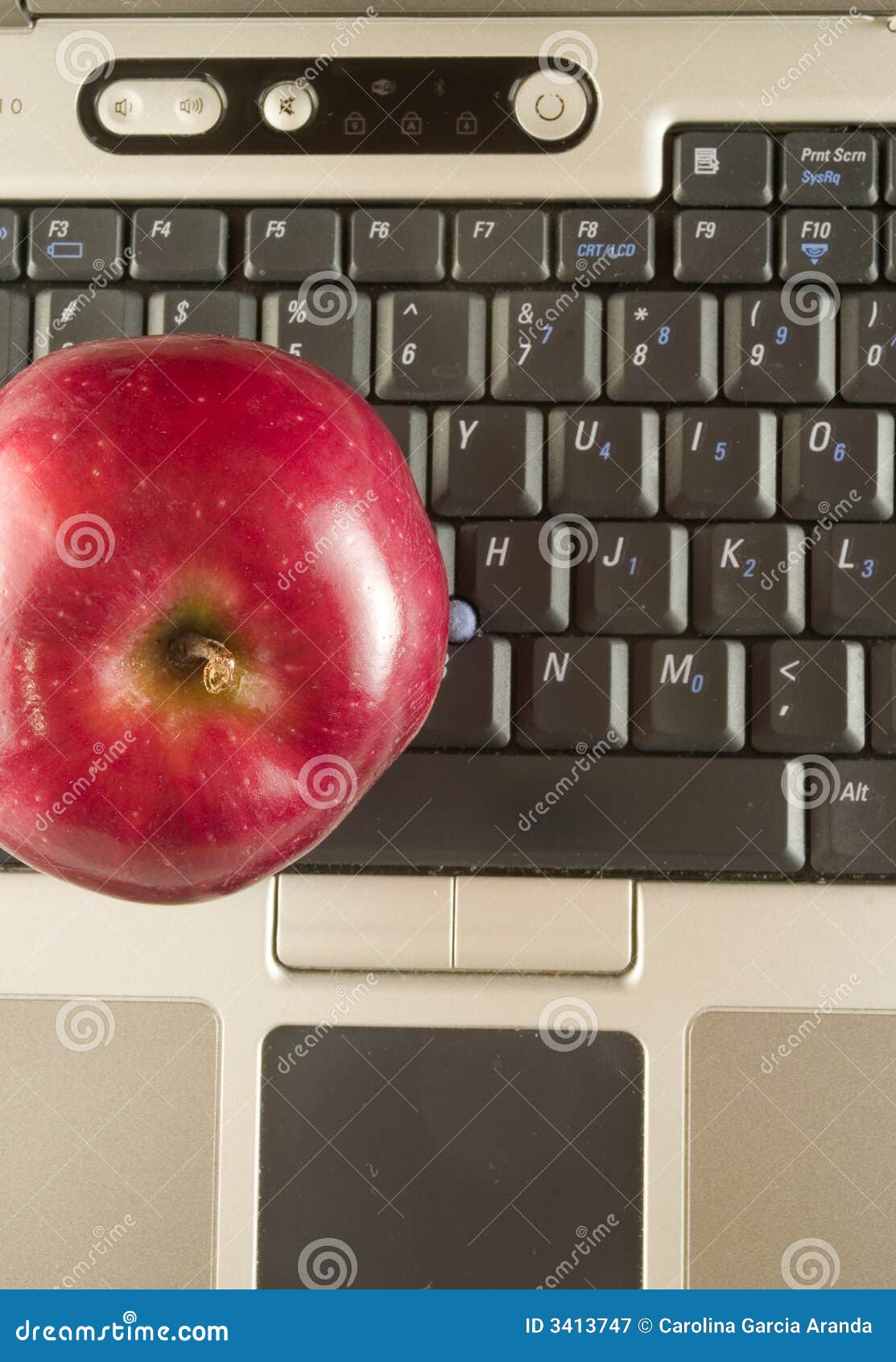 Red apple with computer stock image. Image of network - 3413747