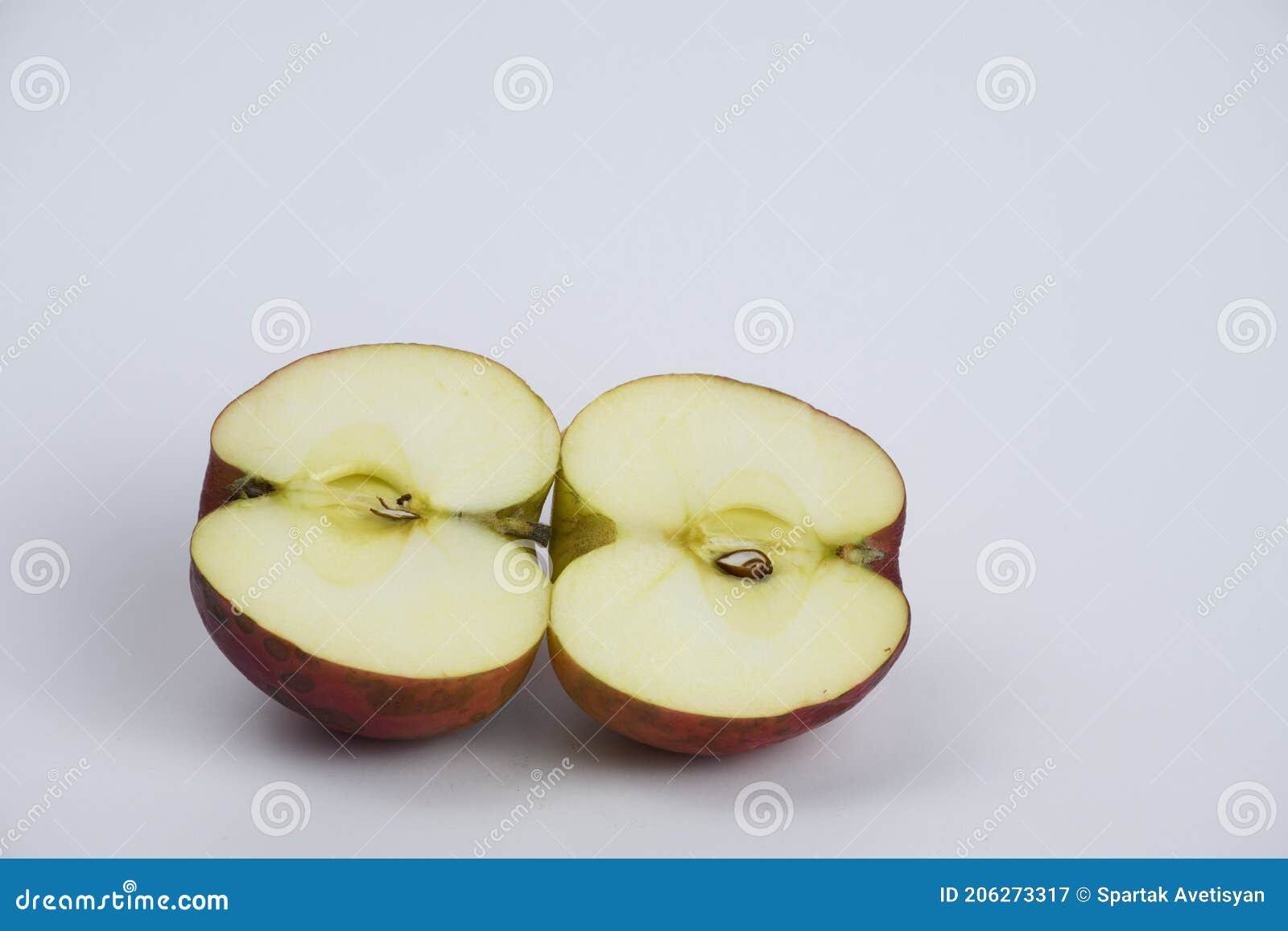 A Cut To Half Apple on White Background. Stock Image - Image of good ...