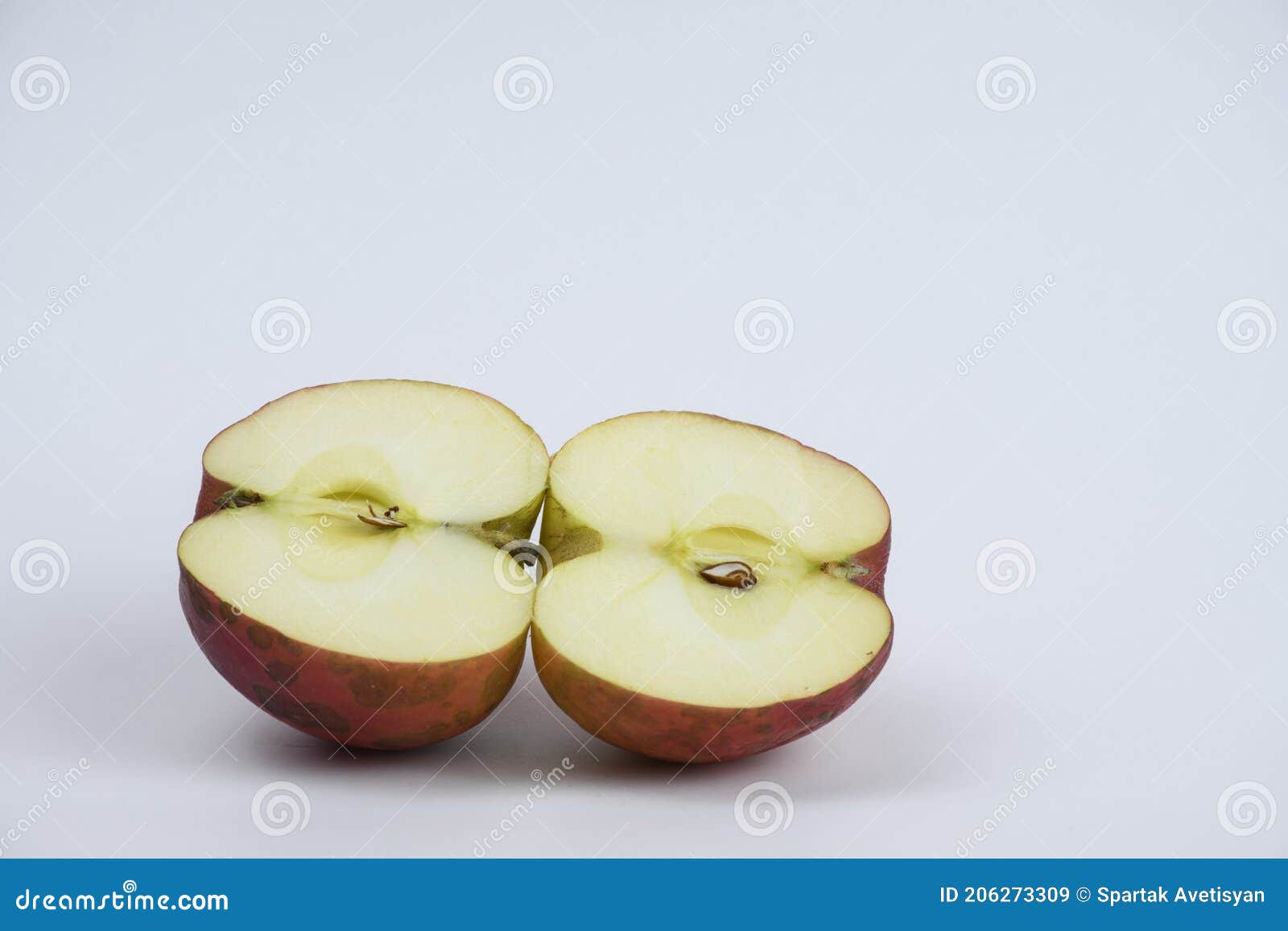 A Cut To Half Apple on White Background. Stock Image - Image of sweet ...