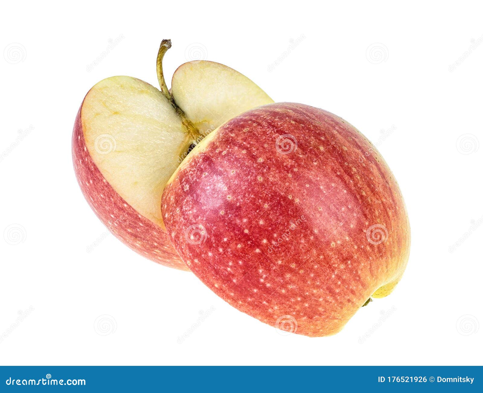 Red Apple Cut in Half, White Background Stock Photo - Image of slice ...