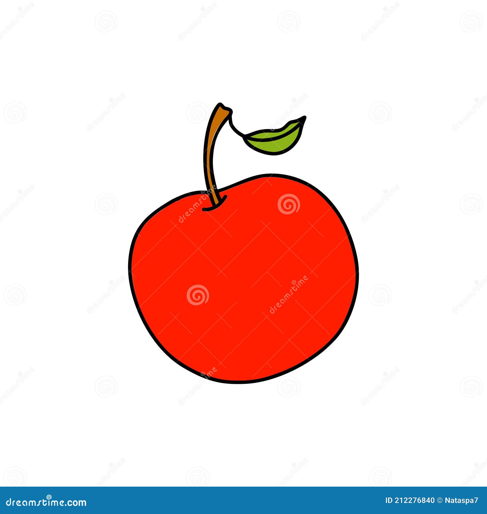 Red Apple. Doodle, Simple Outline Stock Vector - Illustration of ...