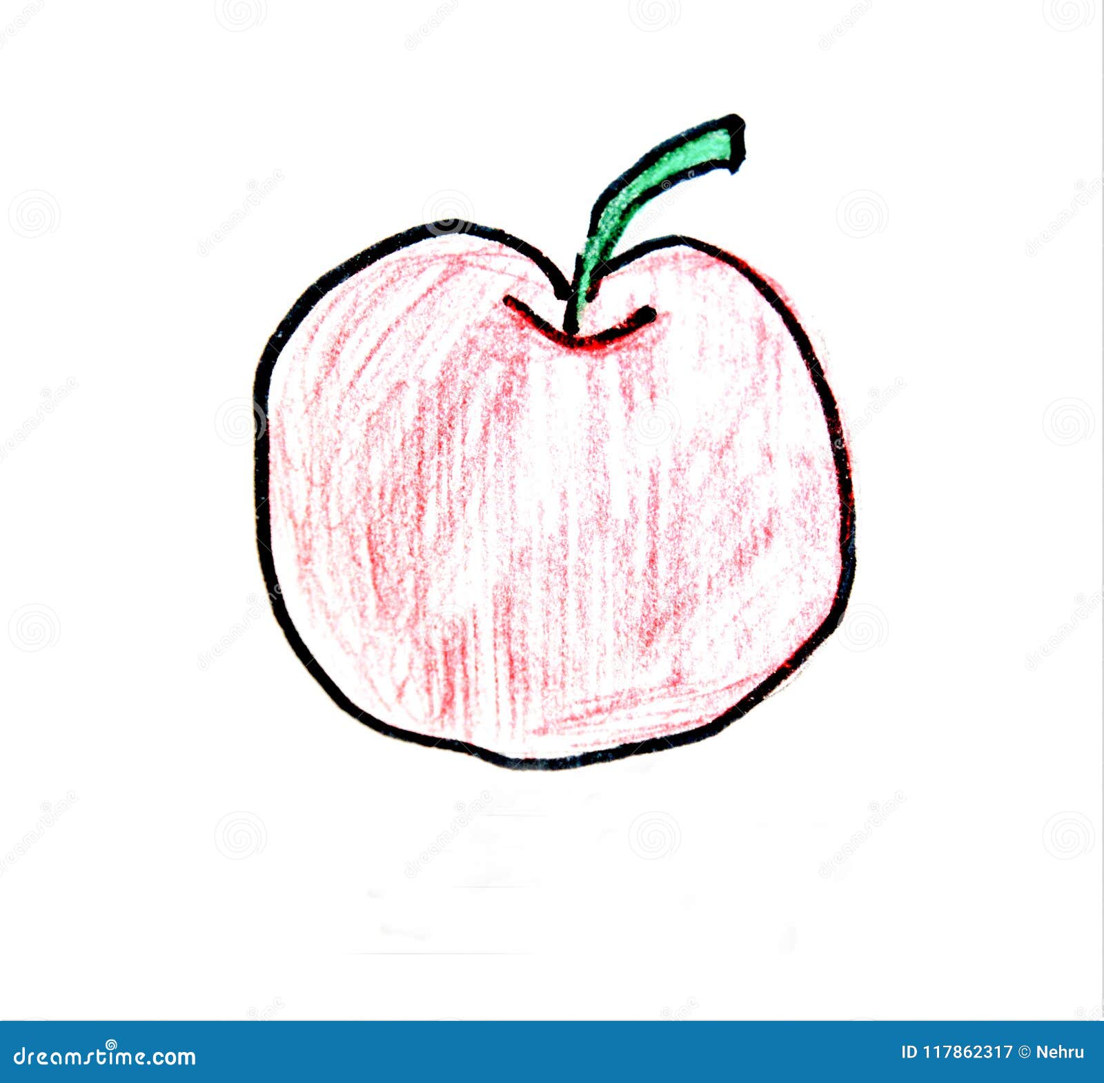 Red apple drawing stock illustration. Illustration of color - 117862317
