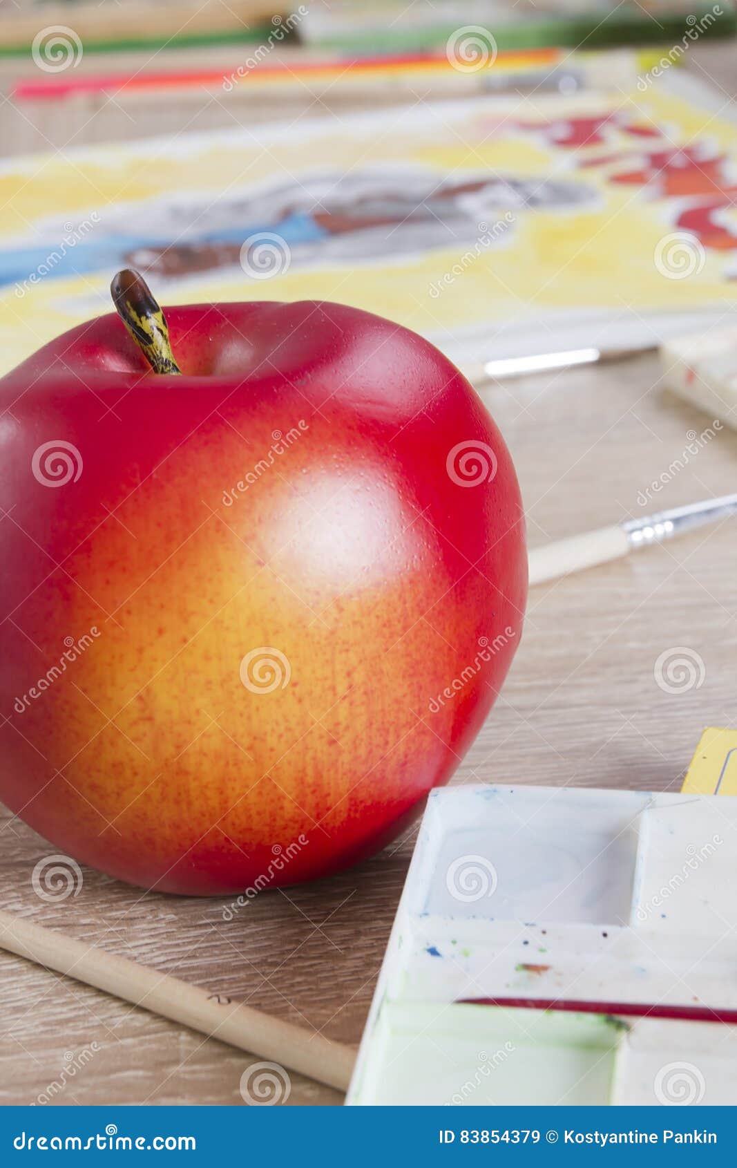 Red apple and drawing stock image. Image of peel, juicy - 83854379