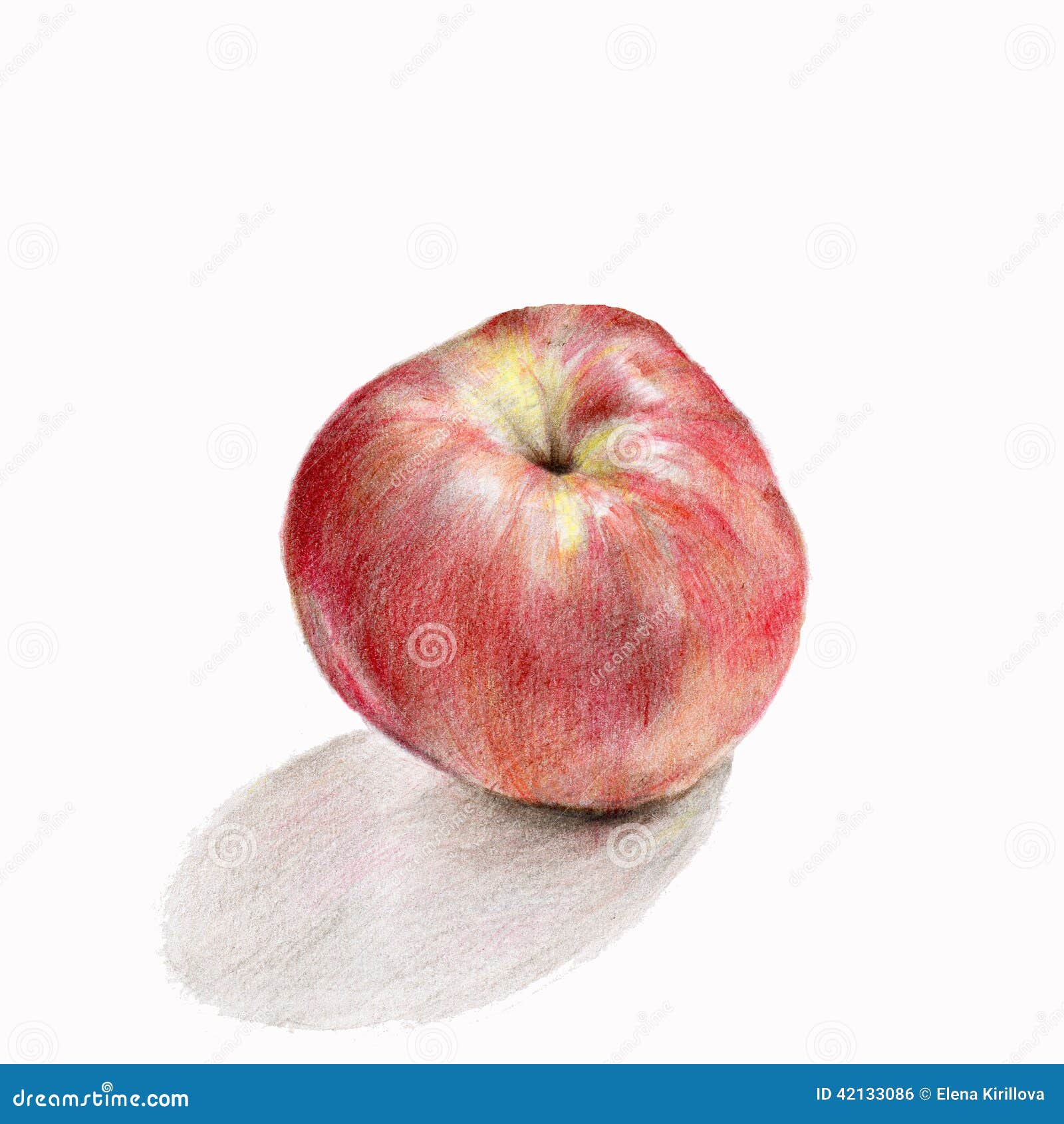 Red Apple Drawn with Colored Pencils. Stock Photo - Image of pencil ...