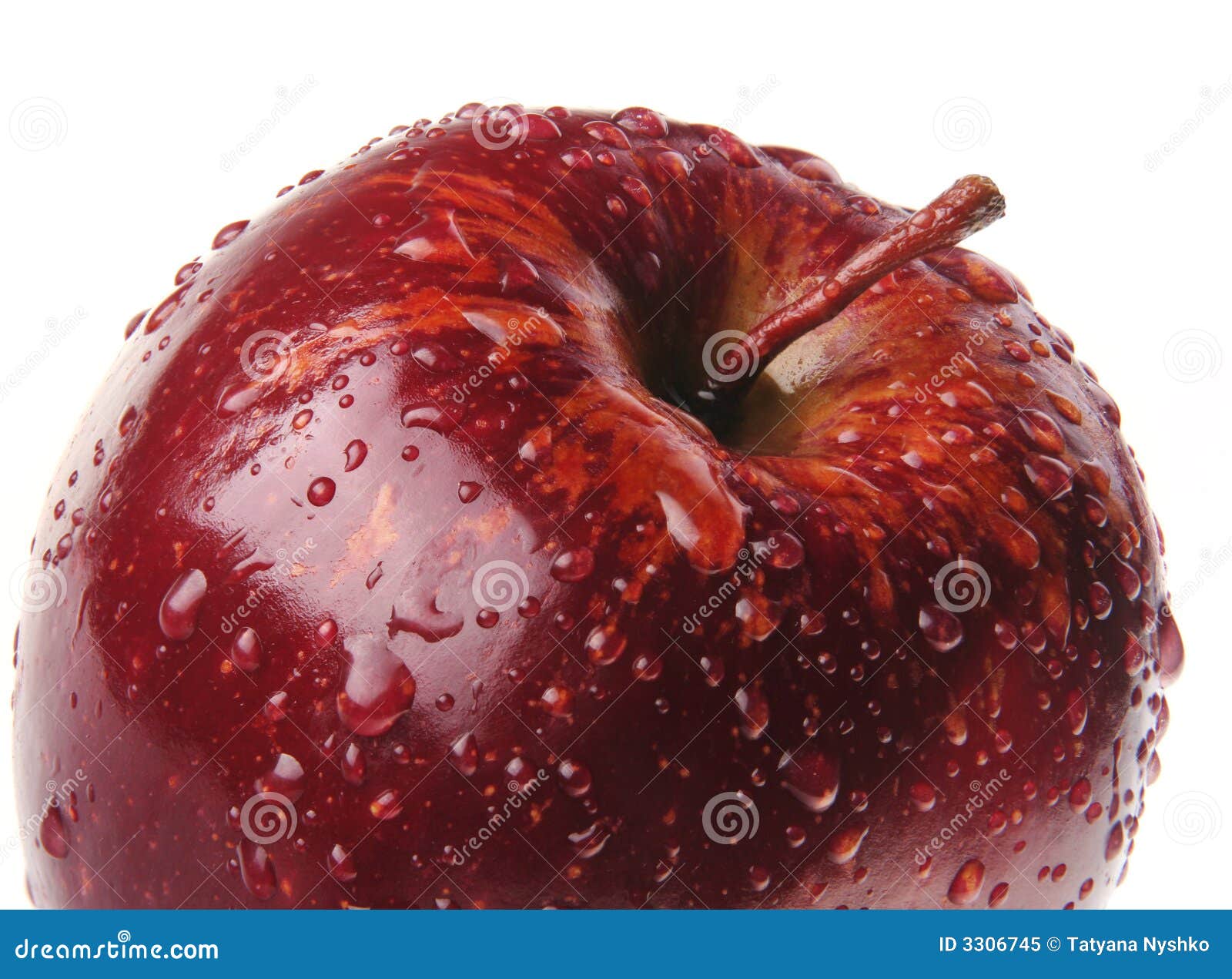 Red apple with drop stock image. Image of fruit, white - 3306745