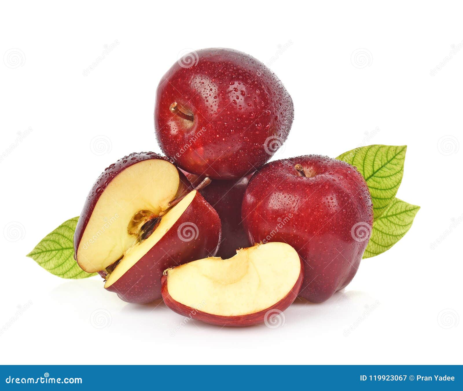 Red Apple with Drop of Water on White Background. Stock Image - Image ...