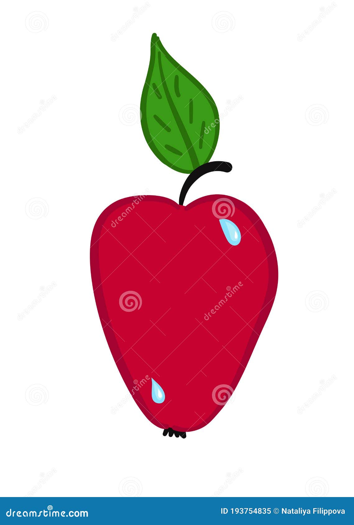 Red apple with drops stock vector. Illustration of icon - 193754835