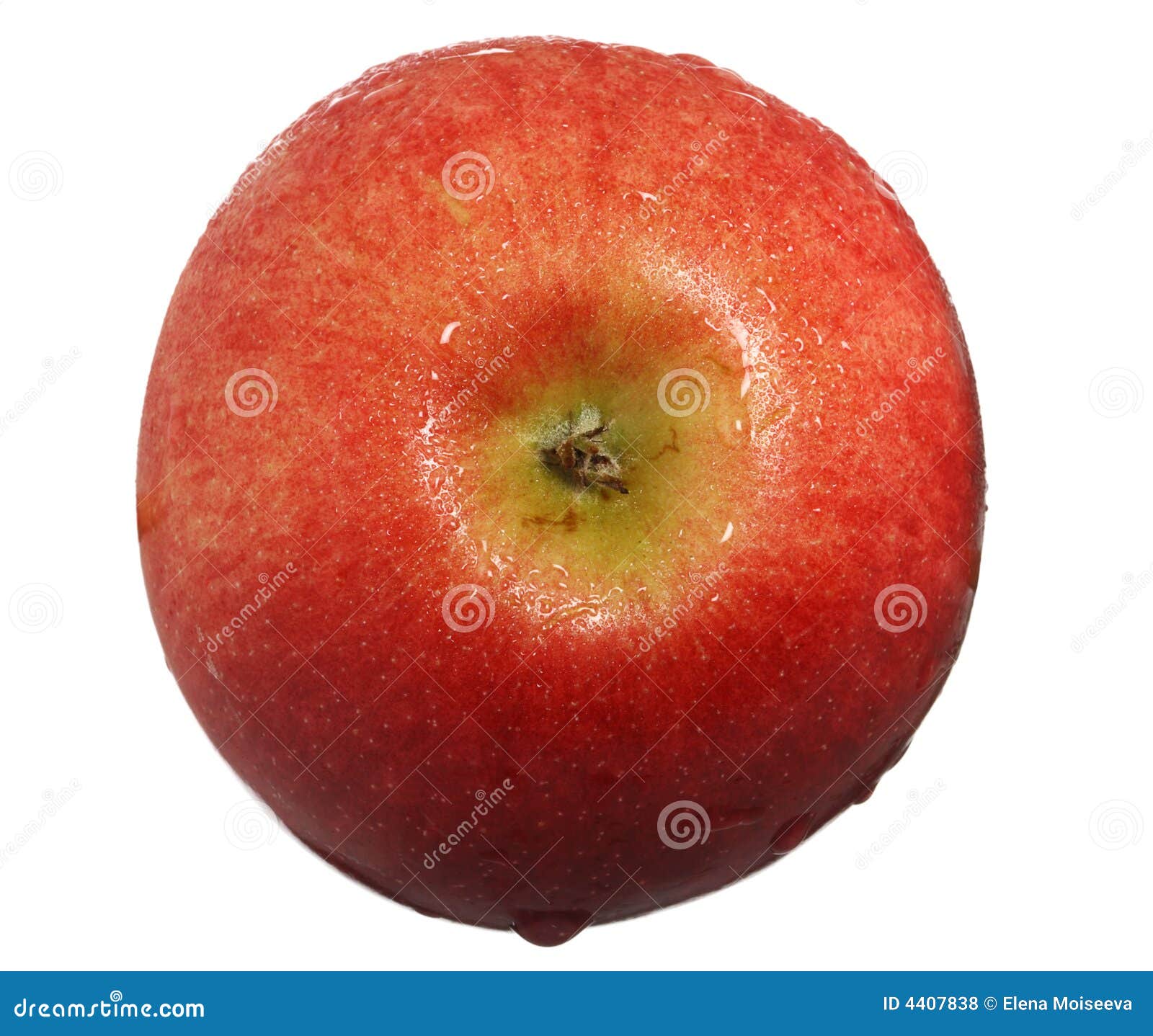 Red Apple with Drops of Water Top View Stock Photo - Image of closeup ...