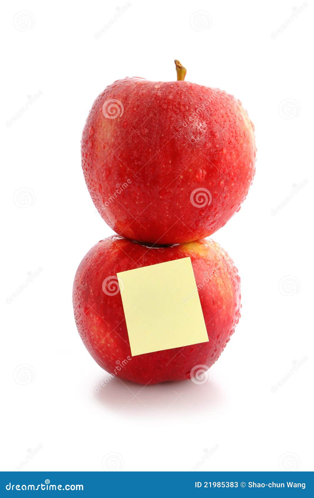 Red Apple with Empty Post-it Stock Image - Image of memories, drip ...