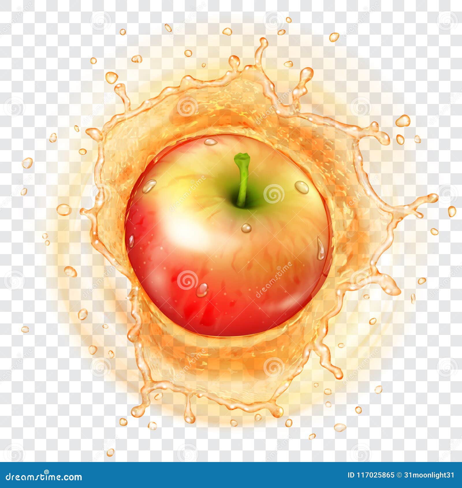 Apple Falling Into A Water Cartoon Vector | CartoonDealer.com #117473287