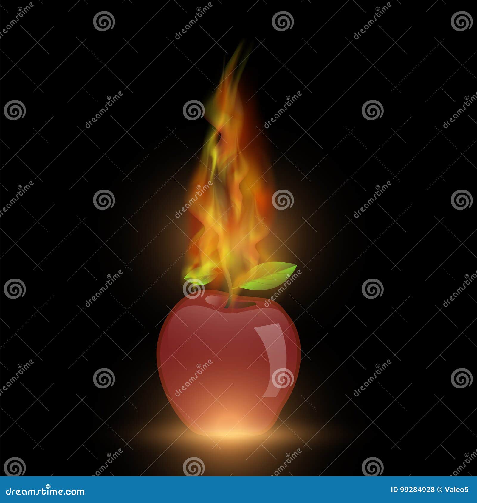 Red Apple with Fire Flame stock vector. Illustration of freshness ...