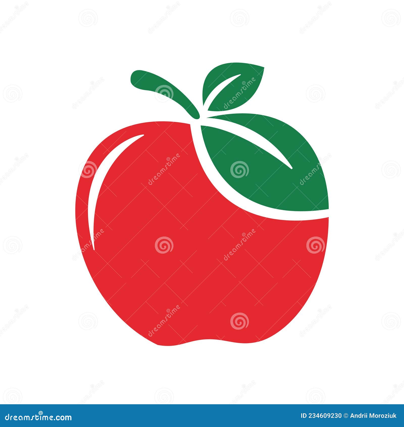 Red Apple. Flat Design of a Red Apple on a White Background Stock ...
