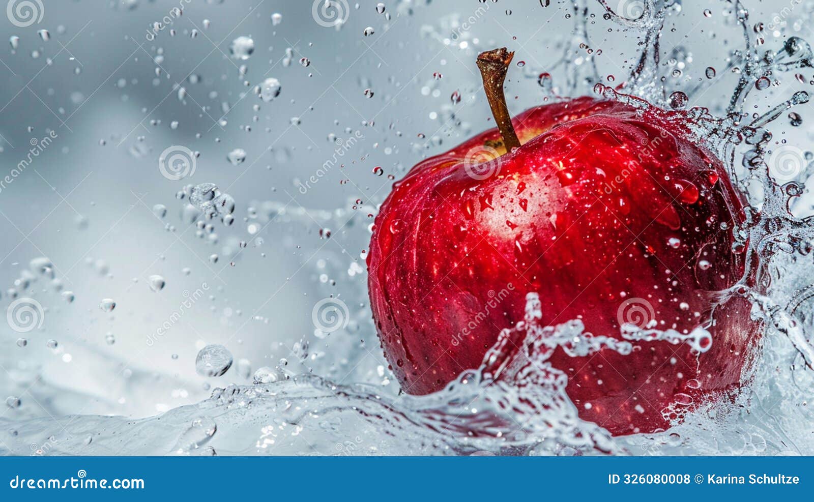 A Red Apple is Floating in a Pool of Water Stock Illustration ...