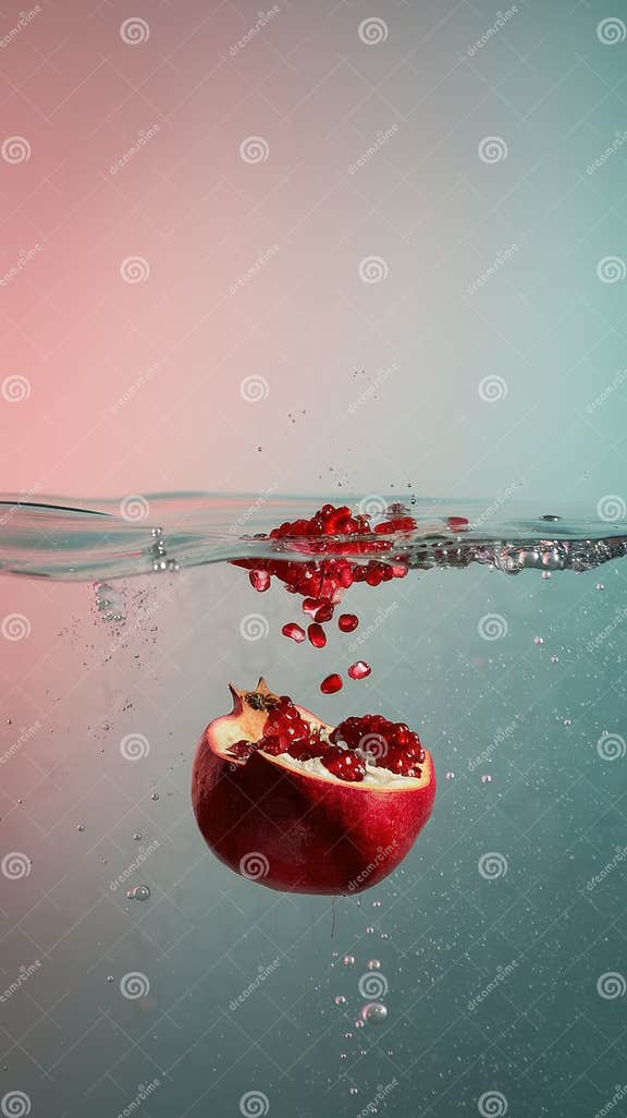 Red Apple is Floating in a Pool of Water Stock Illustration ...