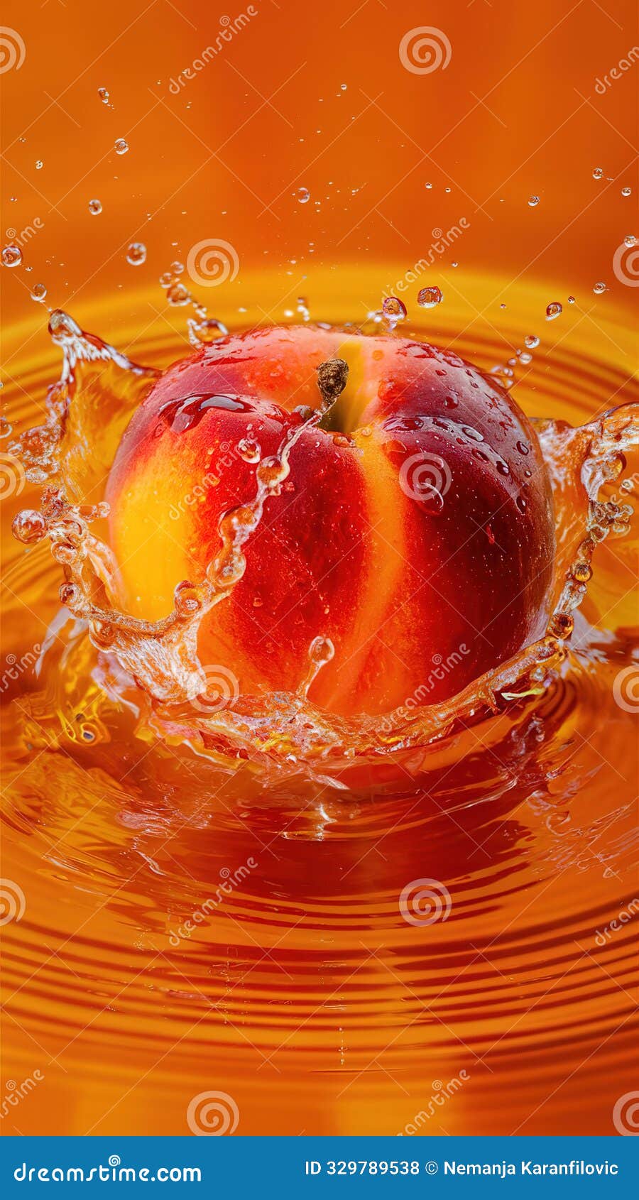 A Red Apple is Floating in a Pool of Water Stock Illustration ...
