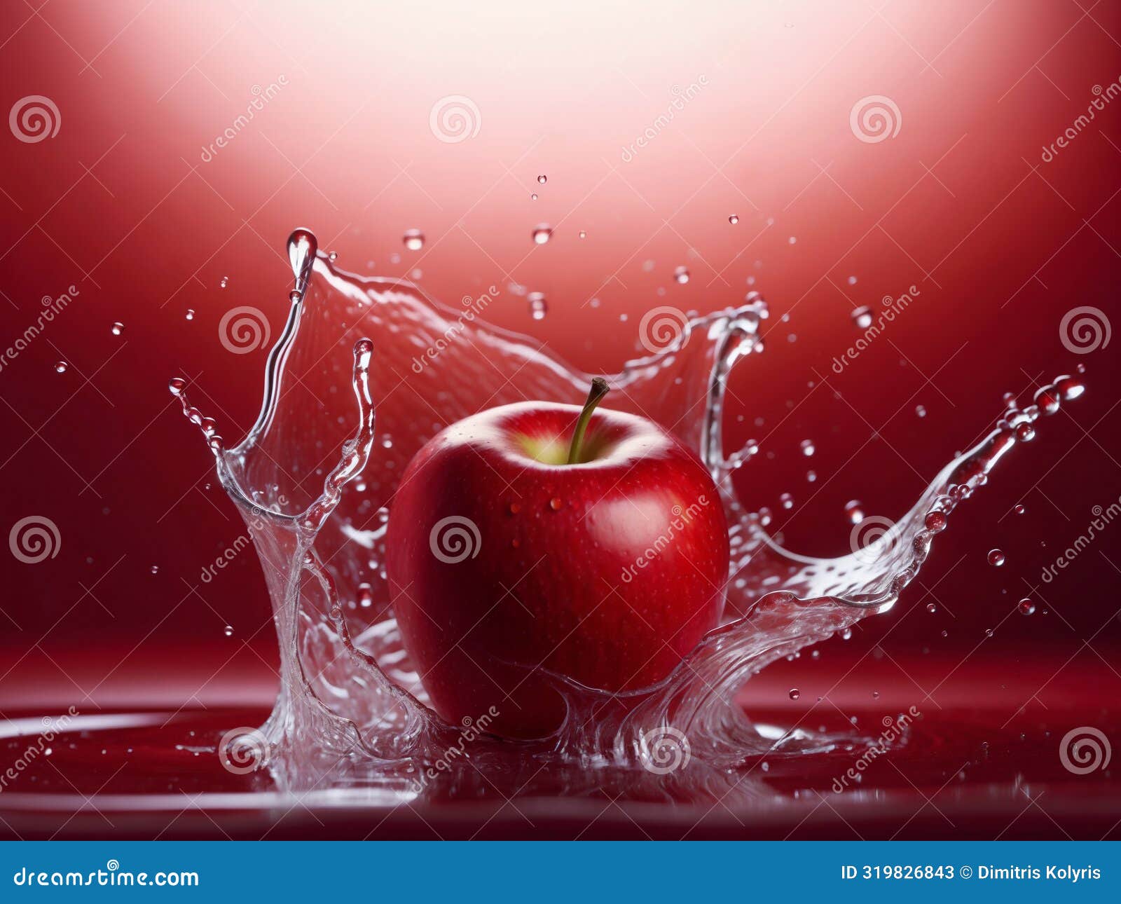 Red Apple Fresh Fruit Splashing in Water Creative Food Stock ...