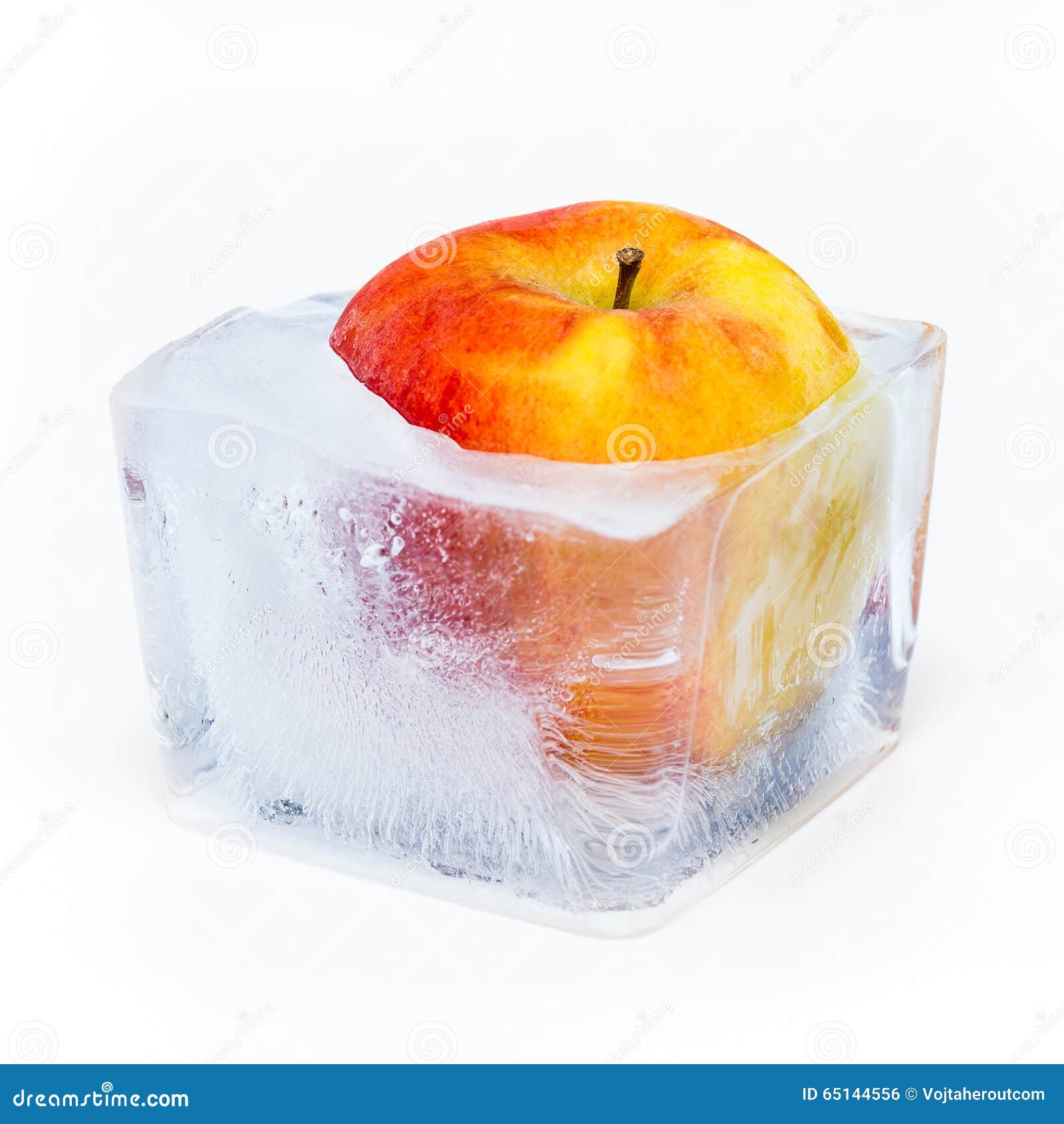 Red Apple Frozen in the Ice Cube Stock Photo - Image of culinary, cube ...