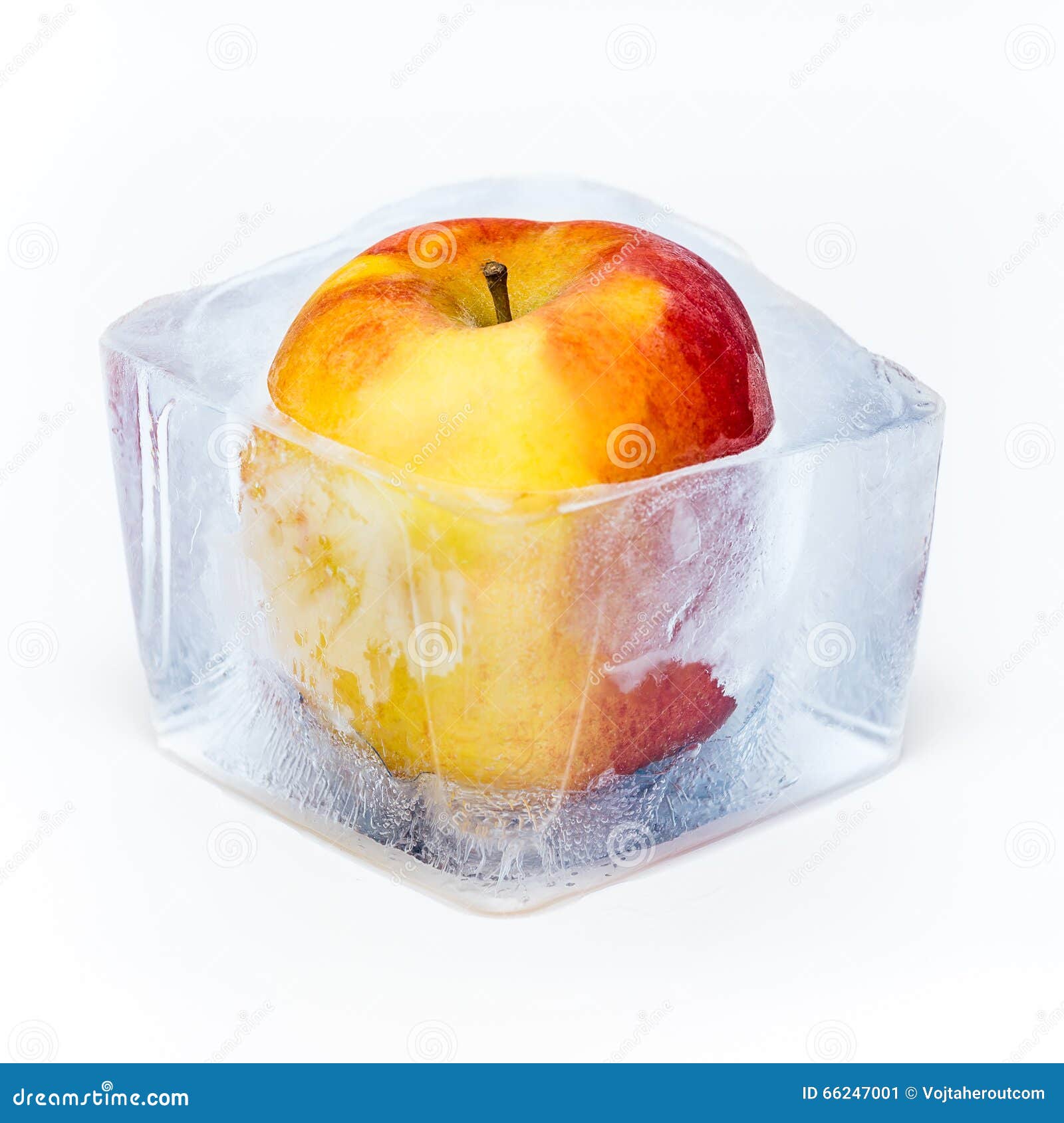 Red Apple Frozen in the Ice Cube Stock Image - Image of cold, food ...