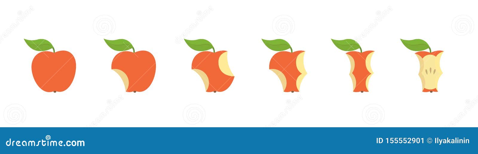 Eaten, Bitten And Sliced Apples, Vector Cartoon Set | CartoonDealer.com ...