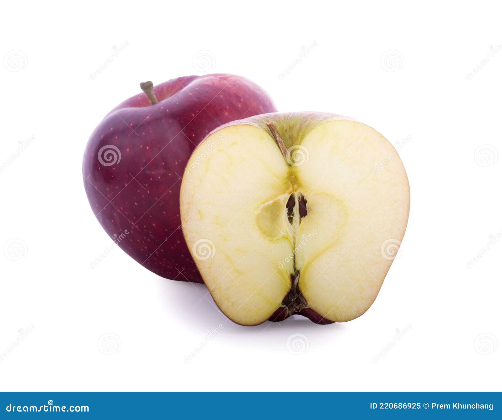 Red Apple Fruit with Apple Half Isolated on White Background Stock ...