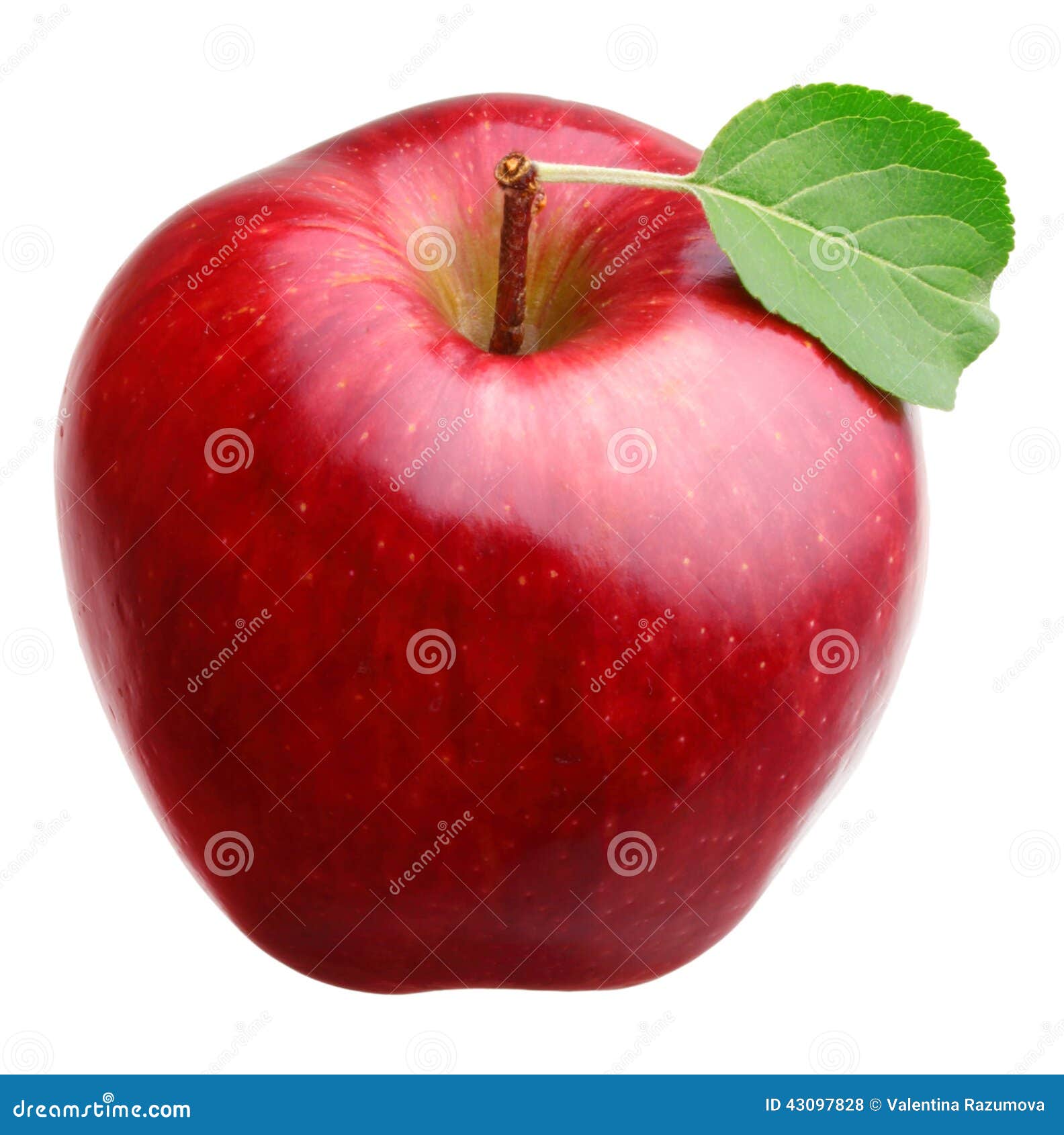 Red Apple Fruit With Leaf Stock Photography | CartoonDealer.com #43097828
