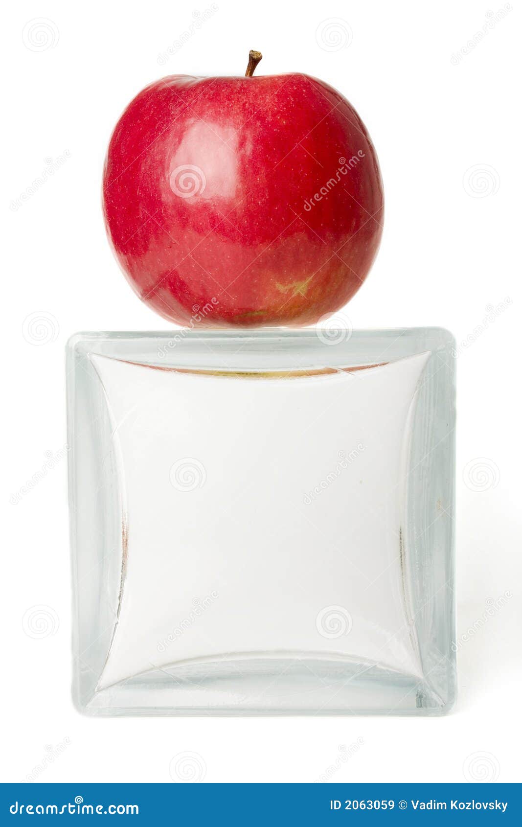 Red apple on glass cube stock image. Image of apple, single - 2063059