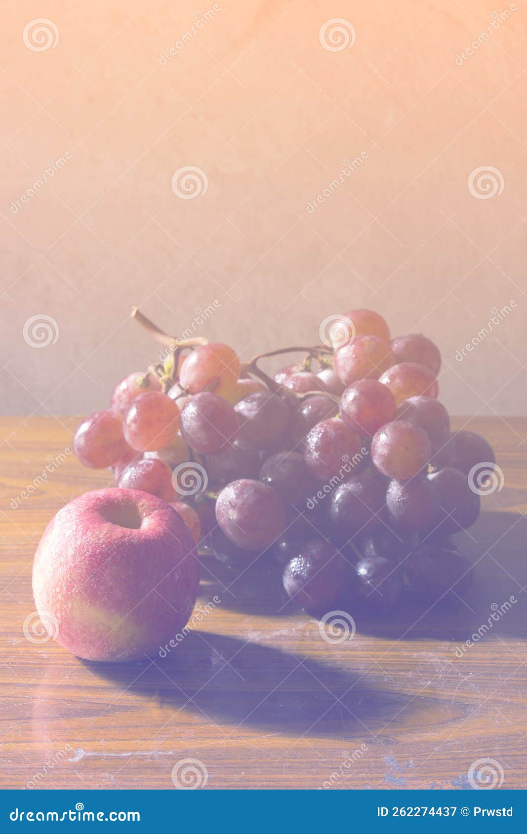 Red Apple and Red Grape Art Still Life Stock Image - Image of maple ...