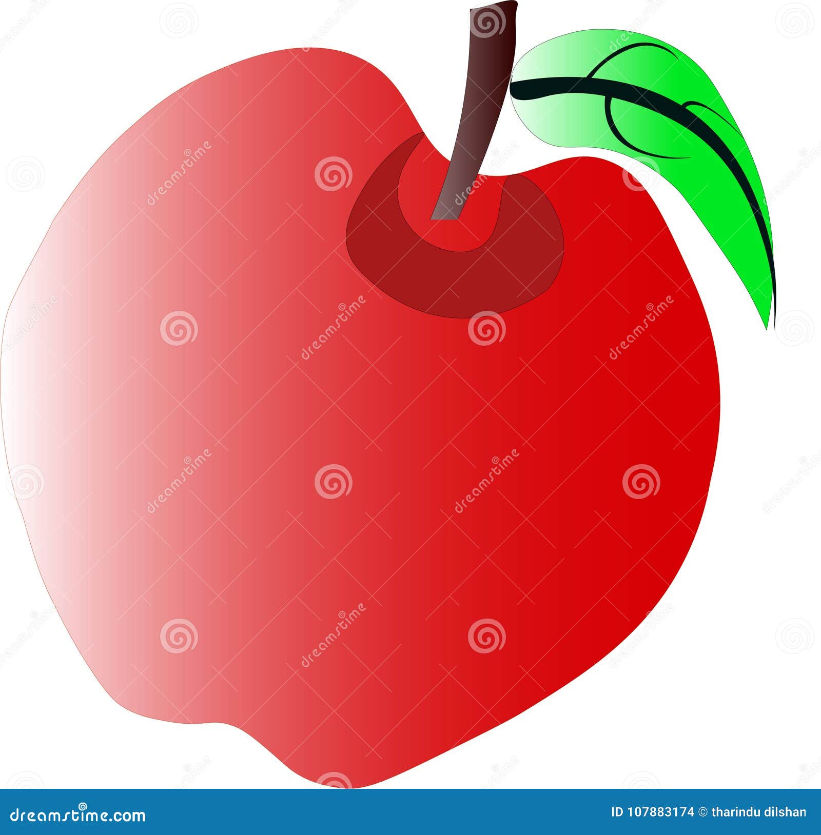 Red Apple With Green Leaf Stock Illustration Illustration Of Fruit